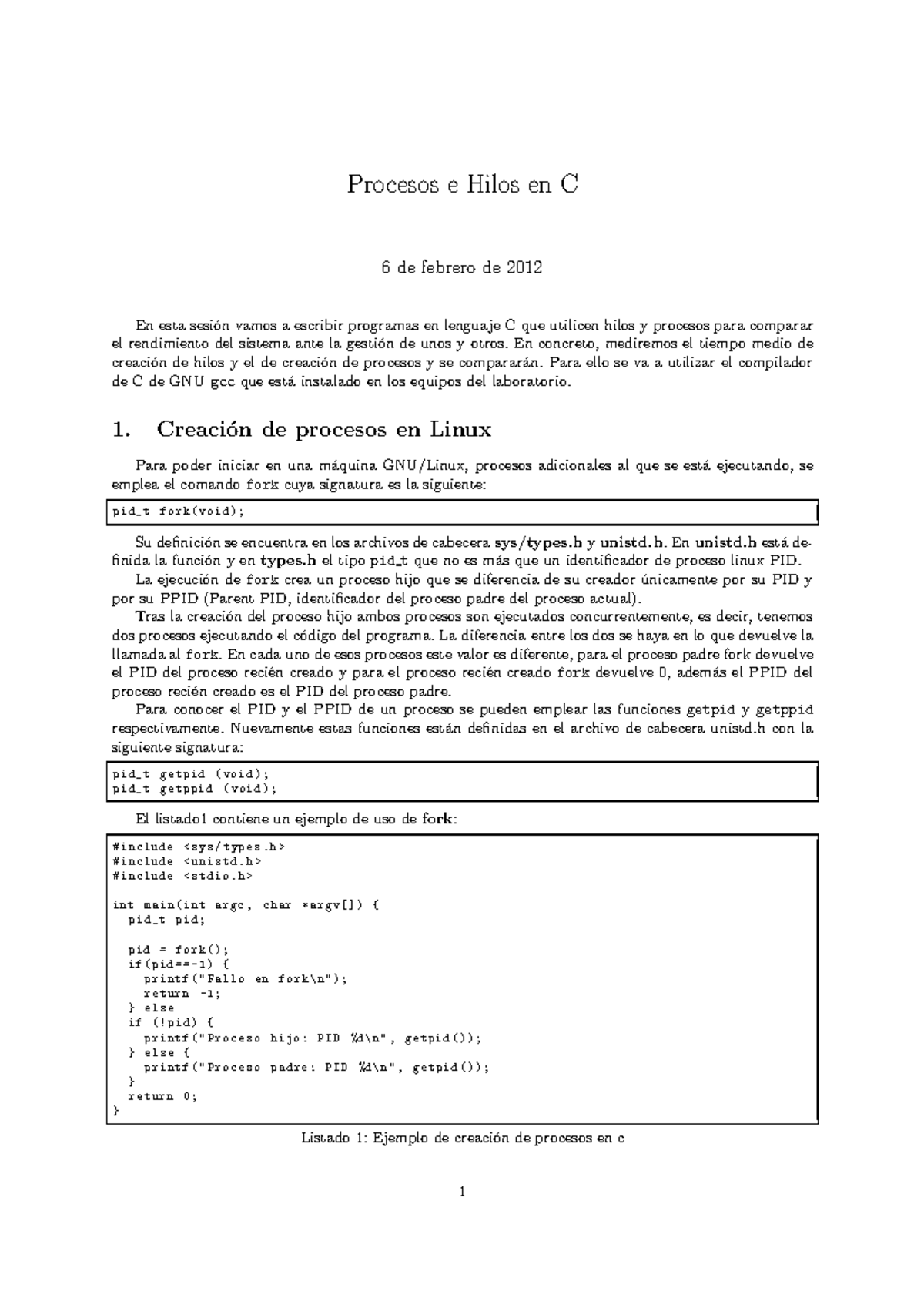Códigos de Hilos - Procesos e Hilos en C 6 de febrero de 2012 En esta ...