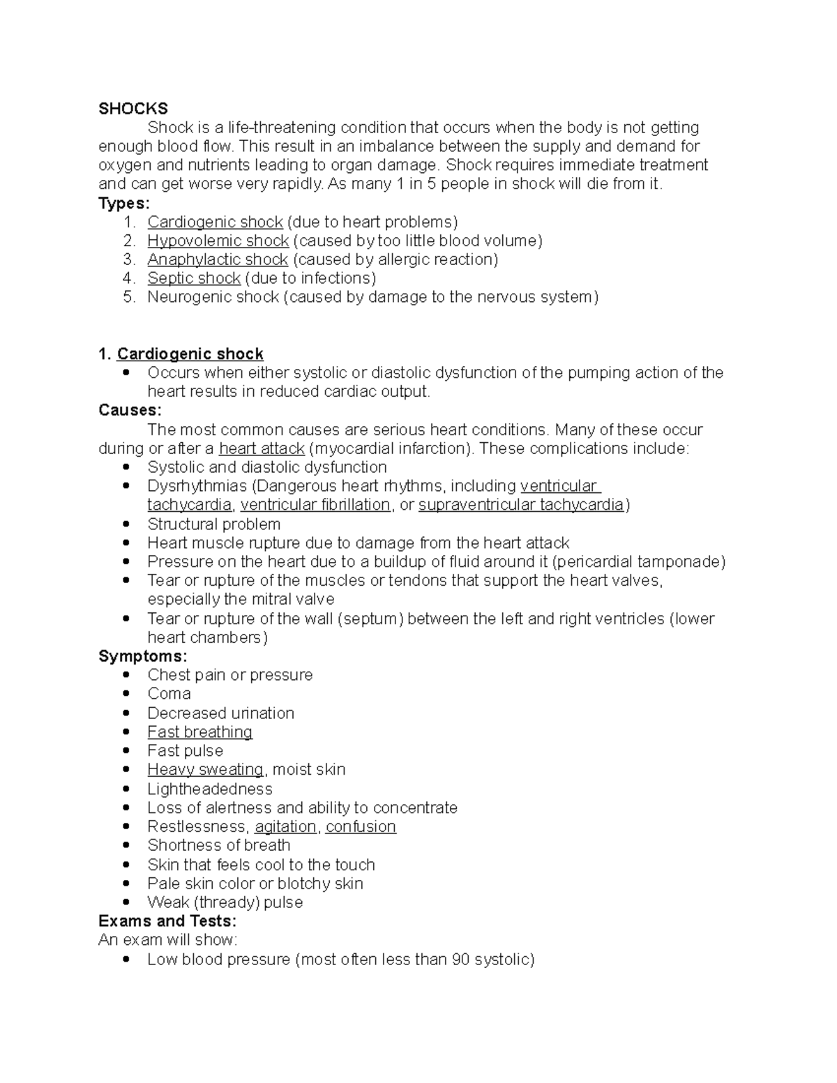 MSlecture Shock - SHOCKS Shock is a life-threatening condition that ...