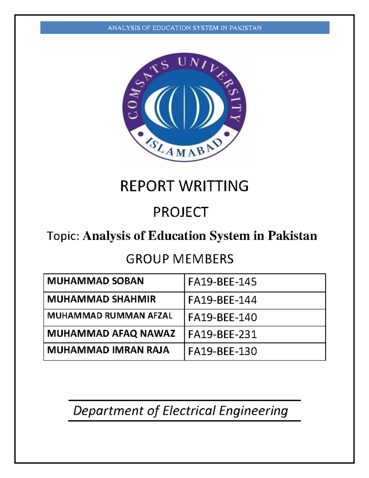 REPORT WRITTTING SKILLS A3( Project) - REPORT WRITTING PROJECT Topic ...
