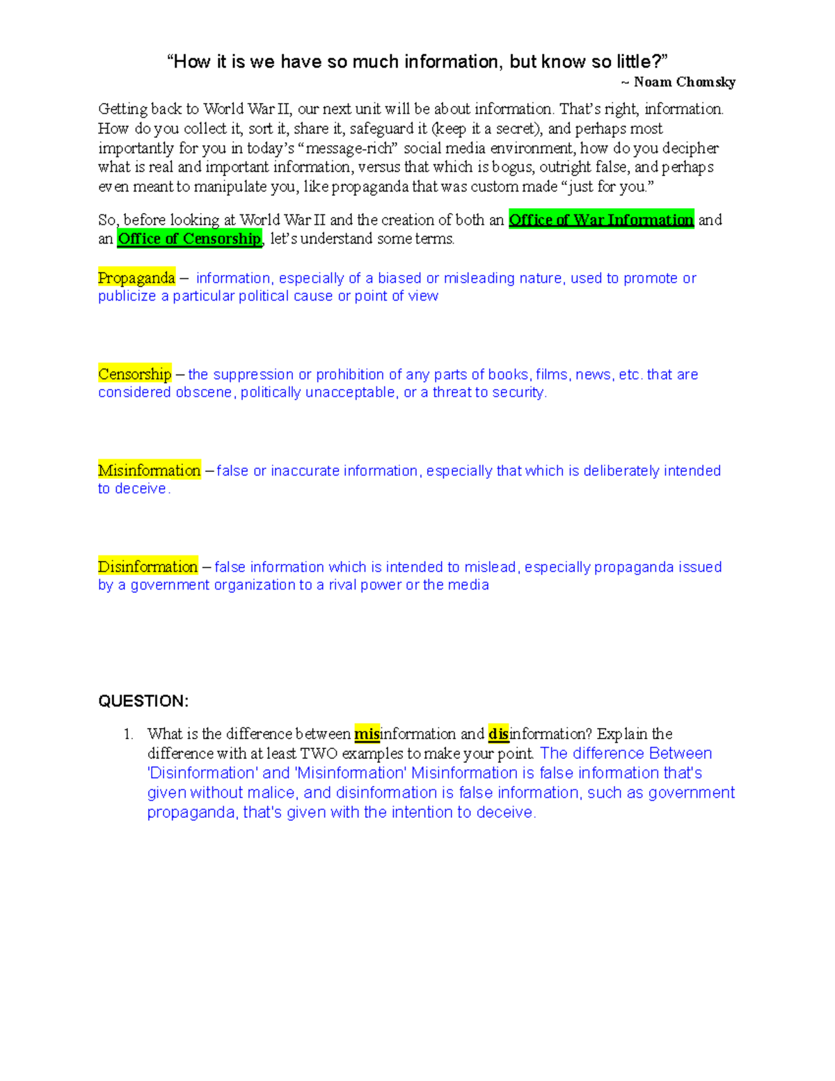 L34 day 1 introdution to information with key terms