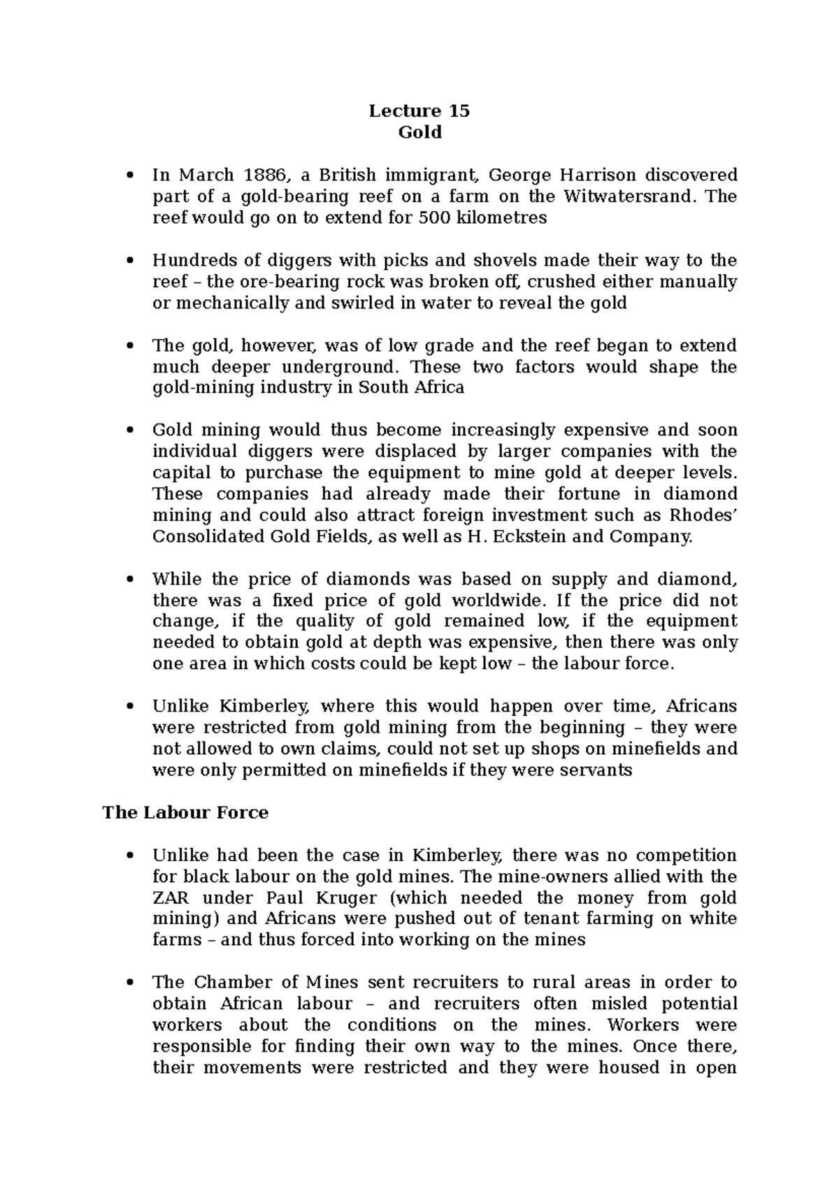 15 Gold - lecture notes - Lecture 15 Gold In March 1886, a British ...