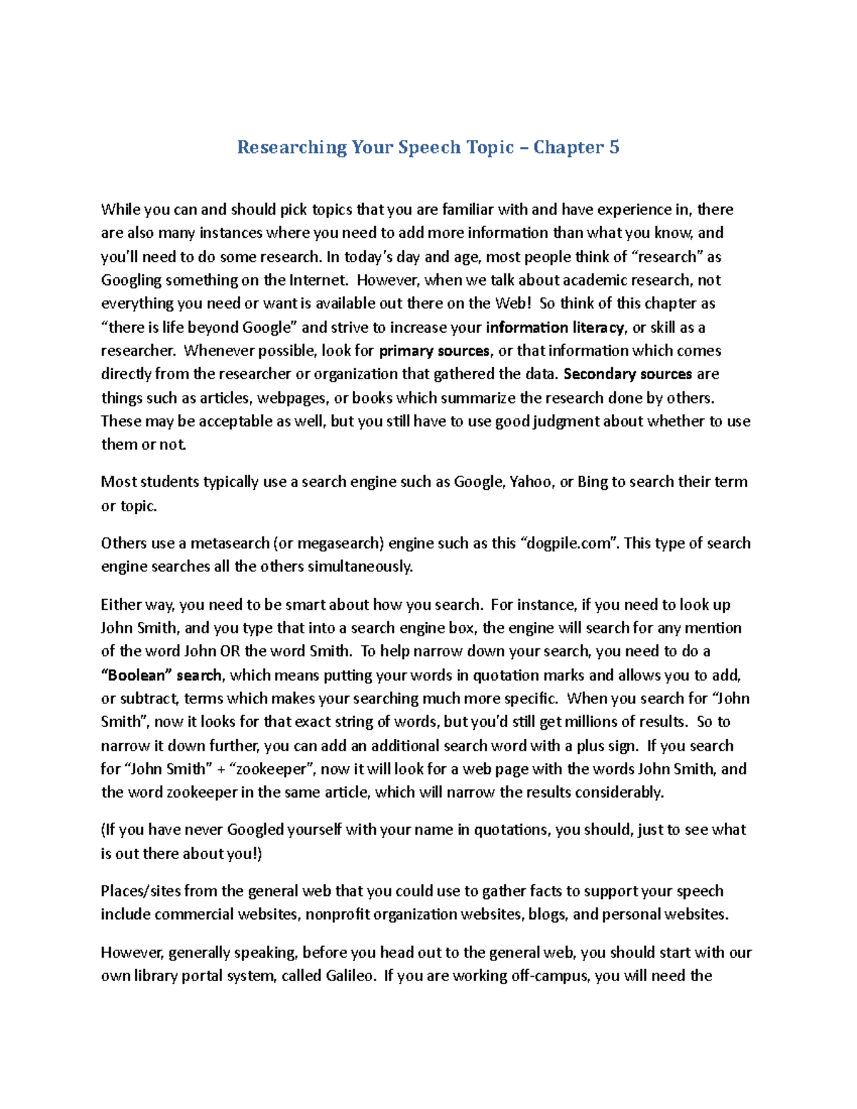 Exploring Public Speaking - Chapter 5 - Researching Your Speech Topic ...