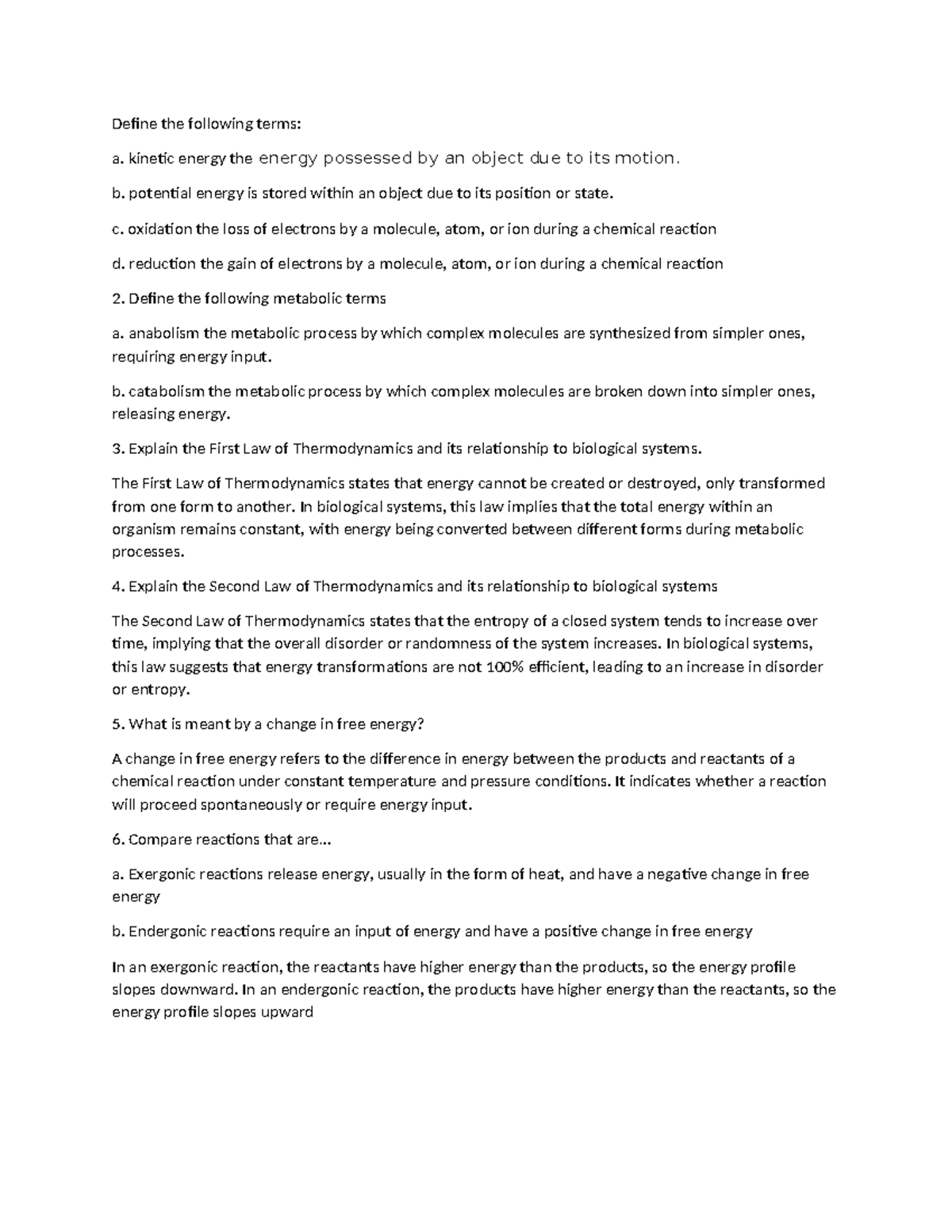 Chapter 8 Activity (study guide) questions - Define the following terms ...