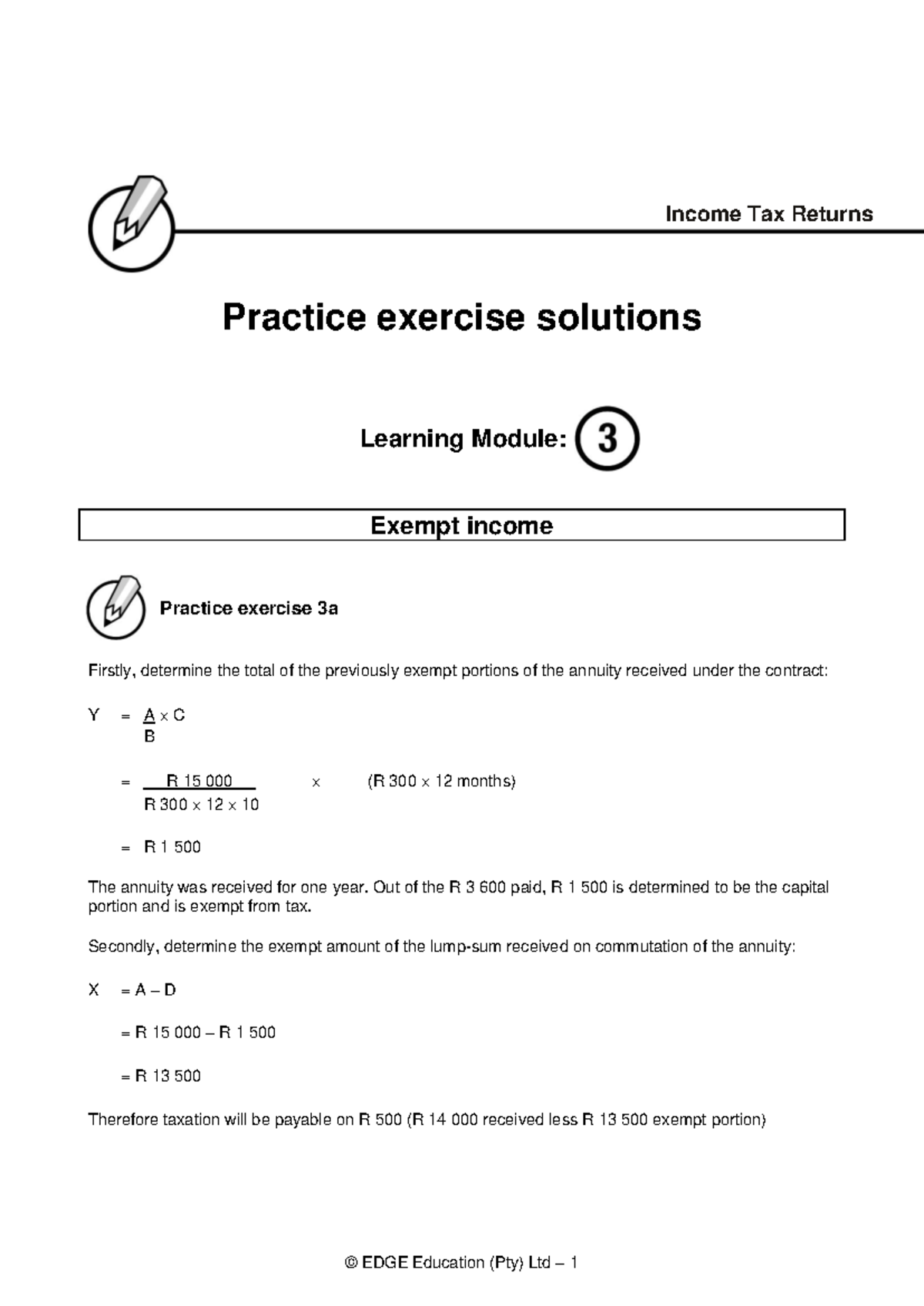 Practice exercise solution m3 - © EDGE Education (Pty) Ltd – 1 Practice exercise solutions ...