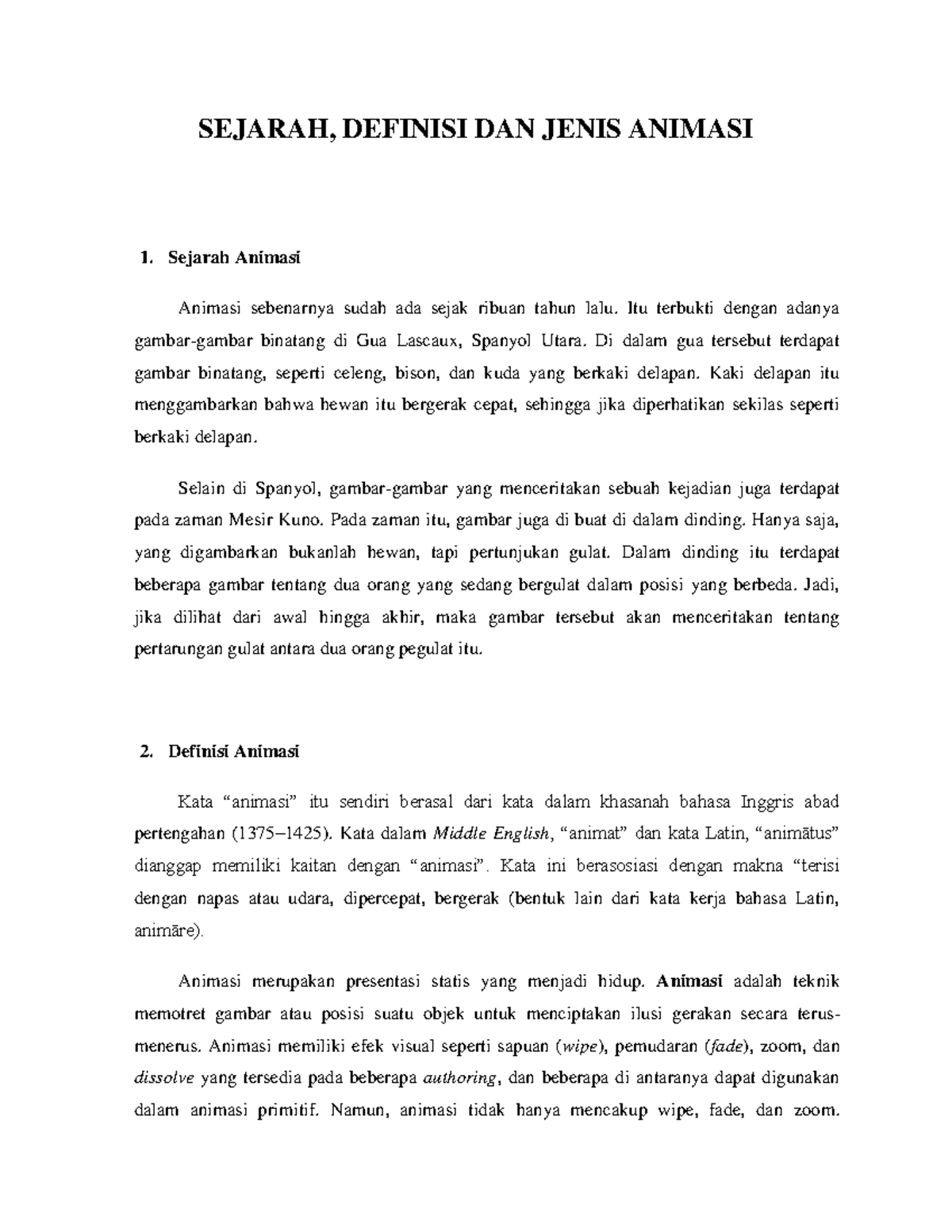 Sejarah, Definisi dan Jenis Animasi - SEJARAH, DEFINISI DAN JENIS ...