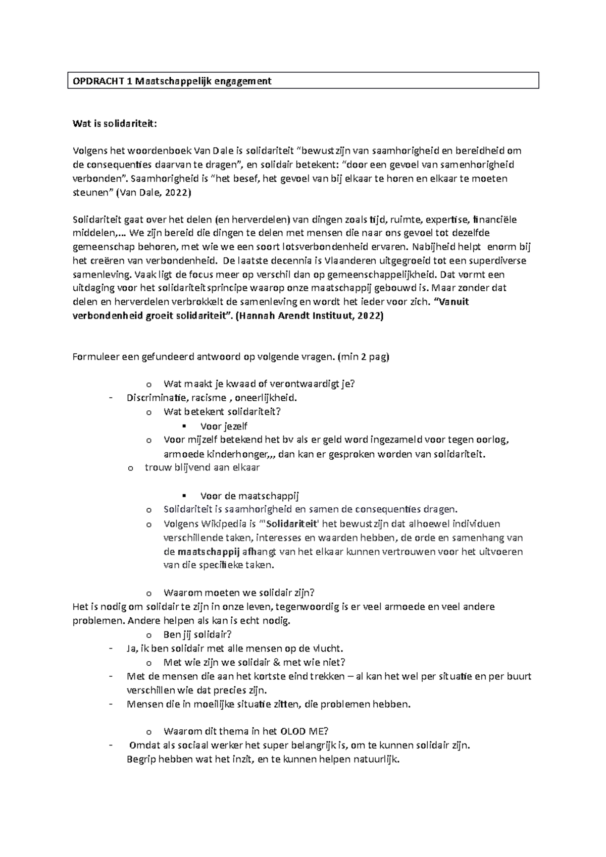 Opdracht 1 Maatschappelijk engagement 1 - OPDRACHT 1 Maatschappelijk ...