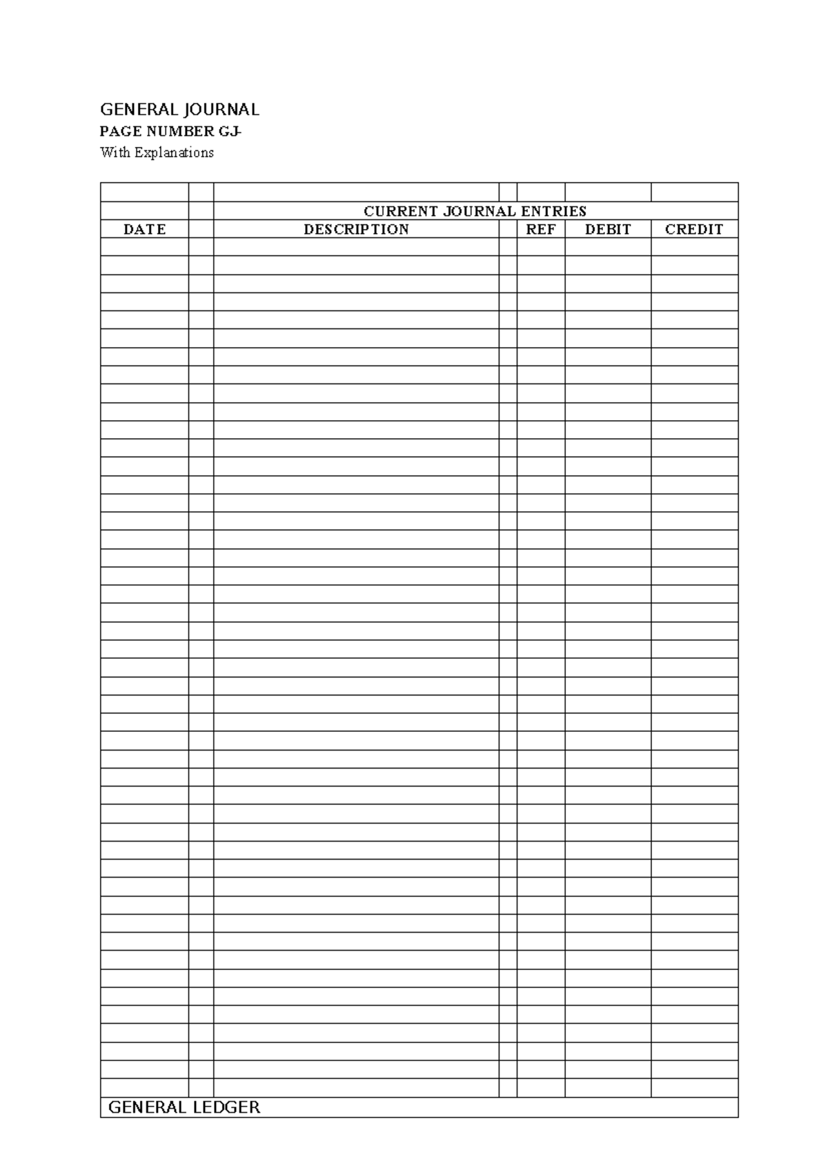 Accounting-NEW-FORM - Form - GENERAL JOURNAL PAGE NUMBER GJ- With ...