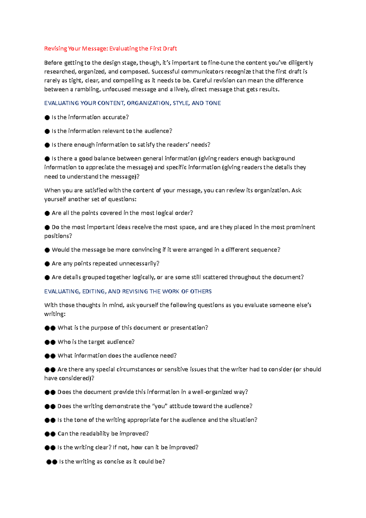 Chapter 6 menejemen - Revising Your Message: Evaluating the First Draft ...