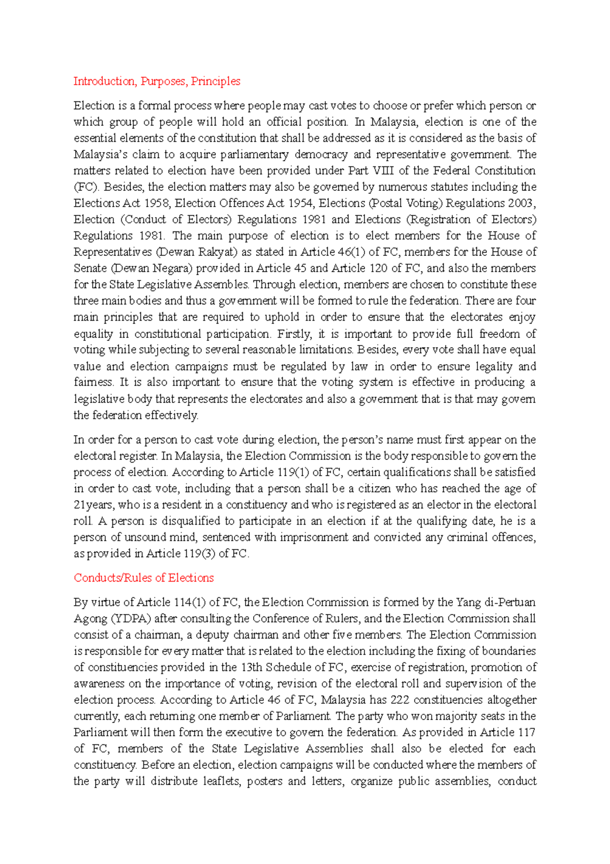 Chapter 8 - Electoral system - Introduction, Purposes, Principles ...