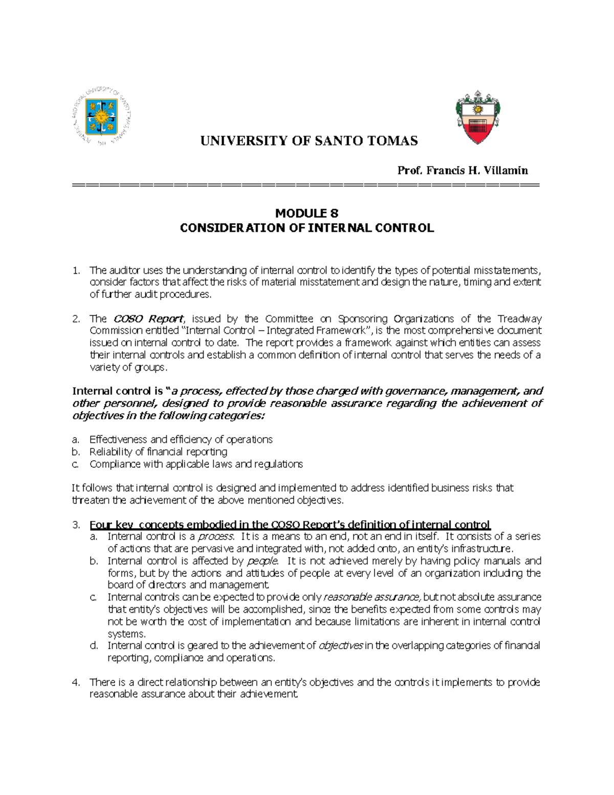 AT Module 8 - Understanding the Company's Internal Control S2AY2122-2 ...