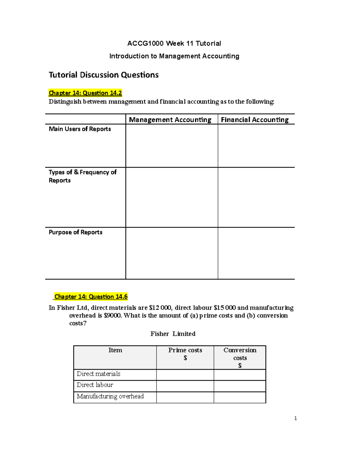 Tutorial activities - ACCG1000 Week 11 Tutorial Introduction to ...