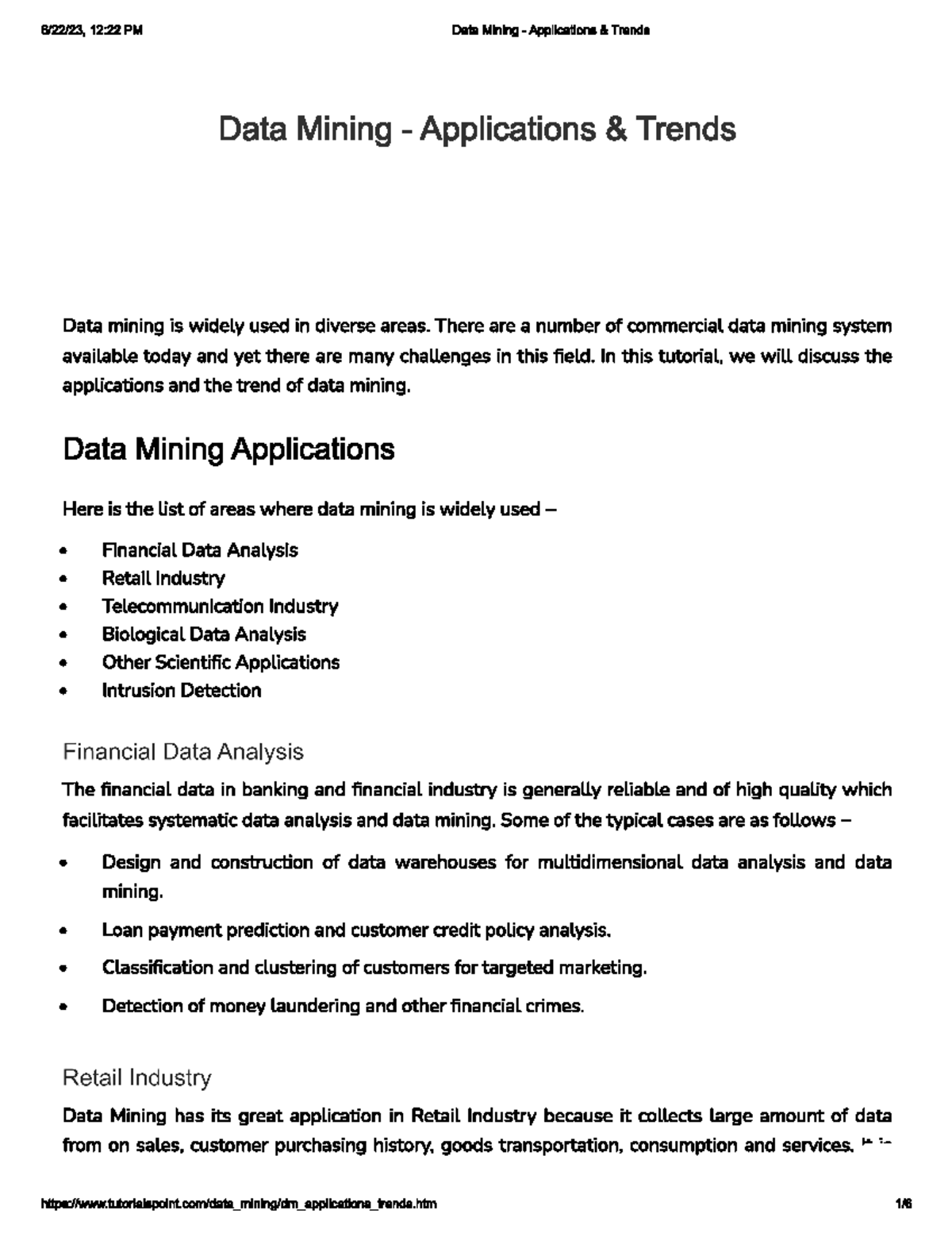 Data mining-tutorialspoint - Information Technology - Studocu