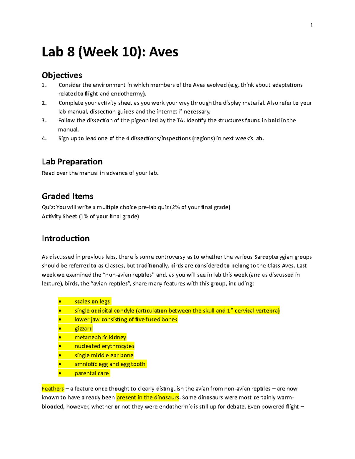 Lab Manual - Lab 8 - lab manula - 1 Lab 8 (Week 10): Aves Objectives 1 ...