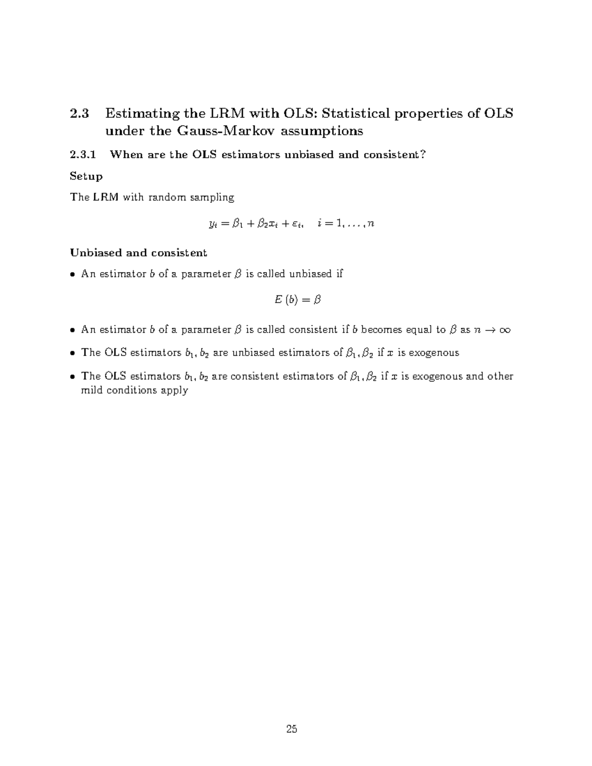 Module 2 3 - Nationalekonomi: Estimating the LRM with OLS: Statistical properties of OLS - 2 ...