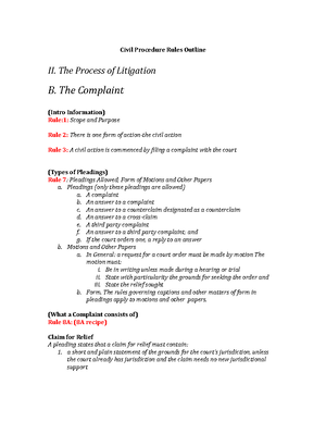 Civil Procedure Outline - CIVIL PROCEDURE OUTLINE – FALL 22 – PROF ...