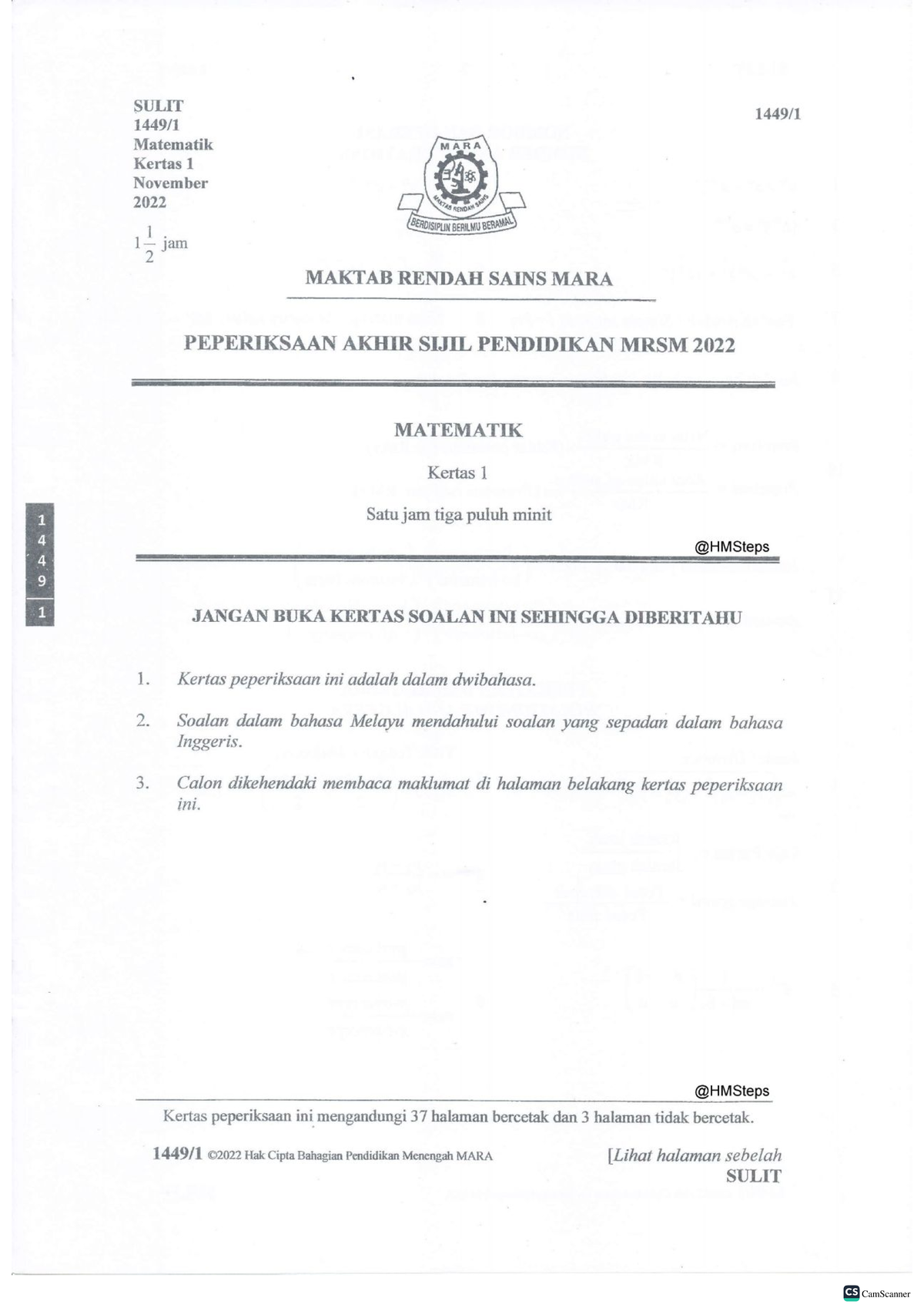 Matematik K1 Trial MRSM 2022 - Matematik spm - Studocu