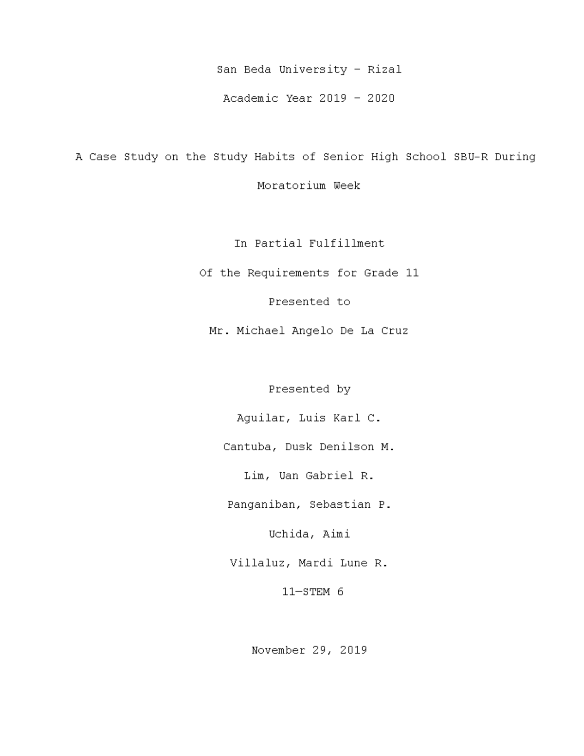 Final-Revised-Case-Study - San Beda University – Rizal Academic Year ...