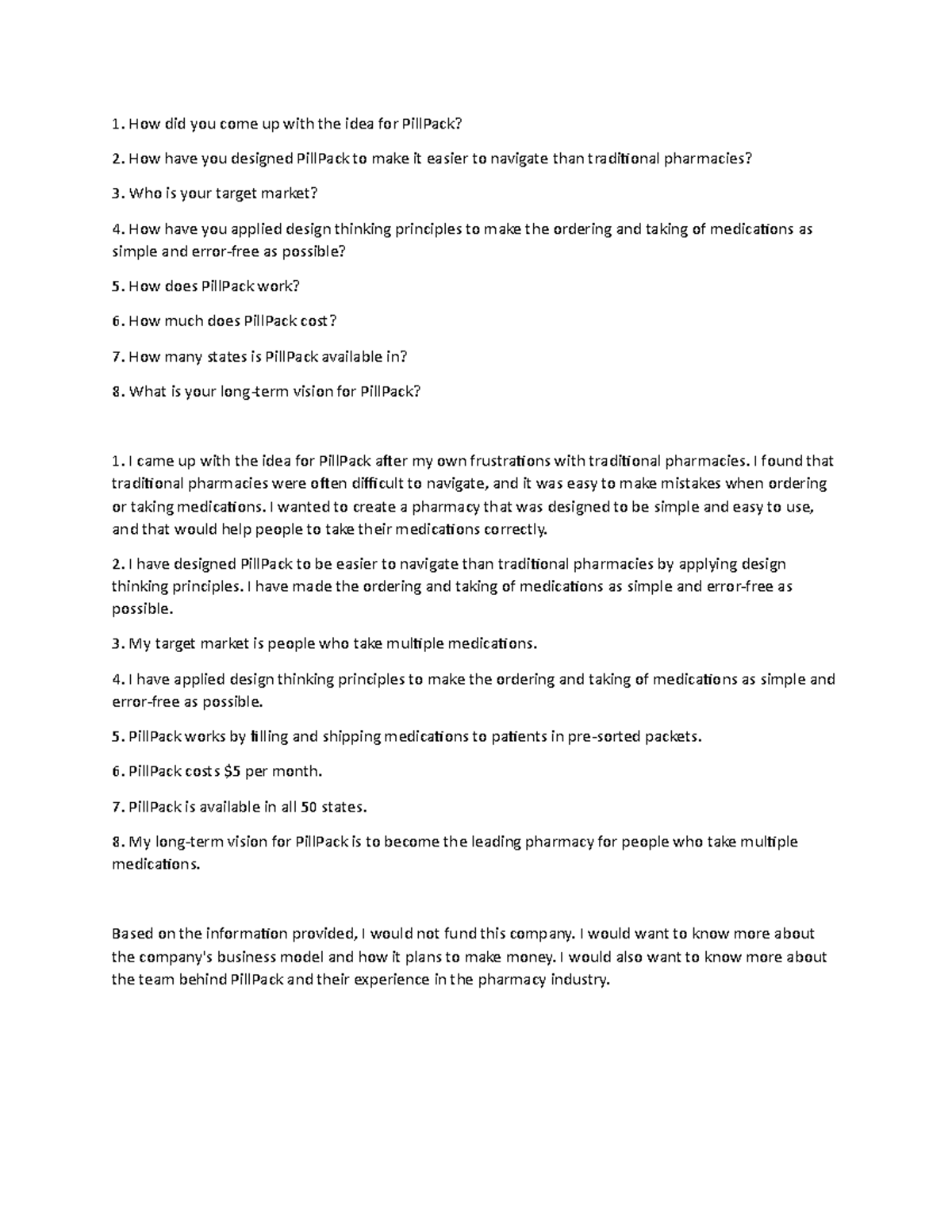 Draft assignment ed - How did you come up with the idea for PillPack ...