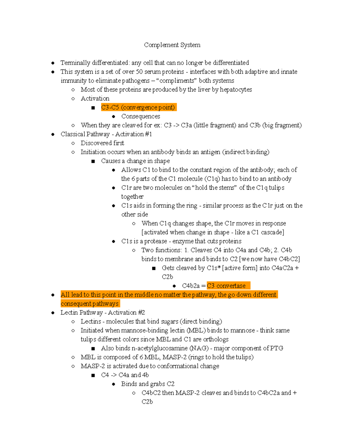 Complement System Lecture Part 1 - Complement System Terminally differentiated: any cell that ...