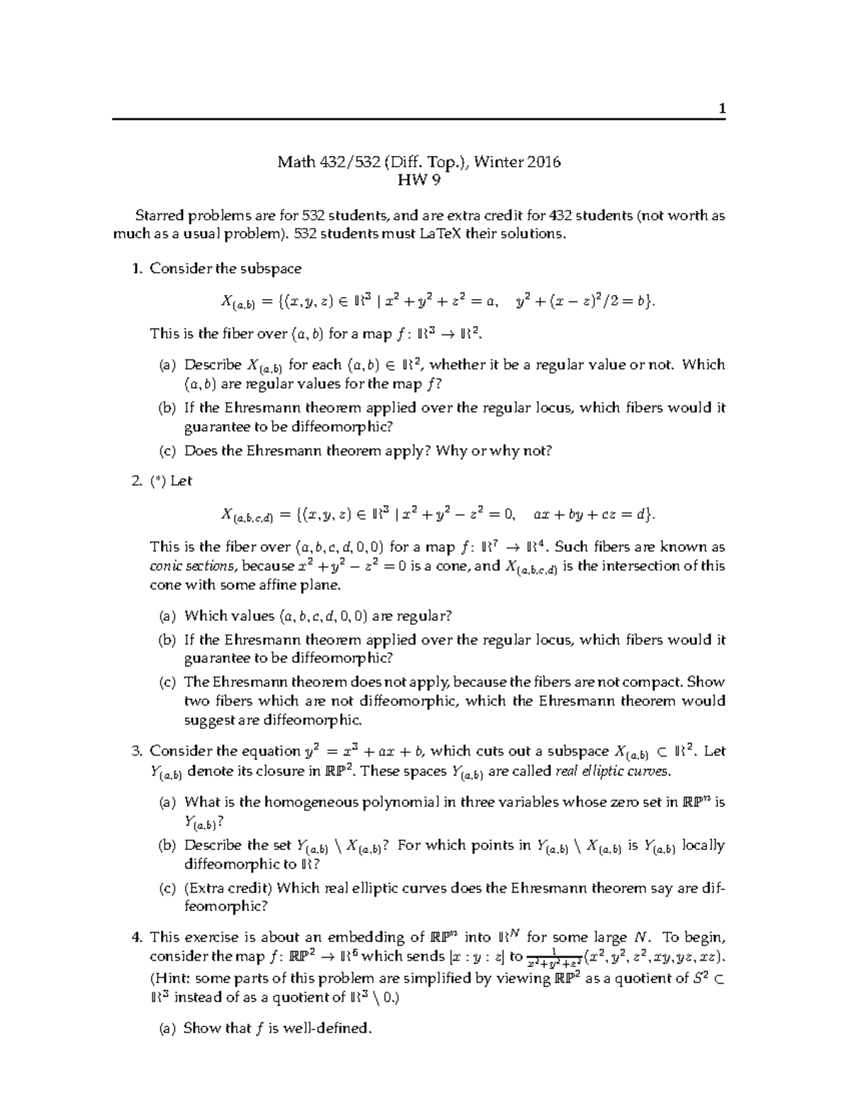 HW9 - Homework assignment 9 - 1 Math (Diff. Top.), Winter 2016 HW 9 ...