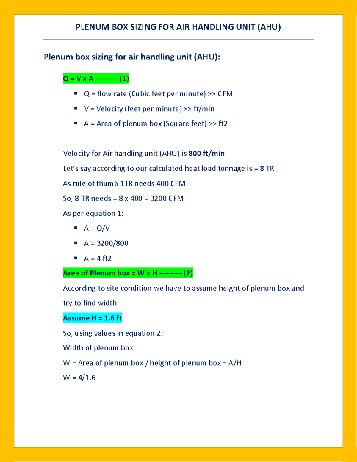 Plenum-Box-Sizing-for-Air-Handling-Unit - PLENUM BOX SIZING FOR AIR ...