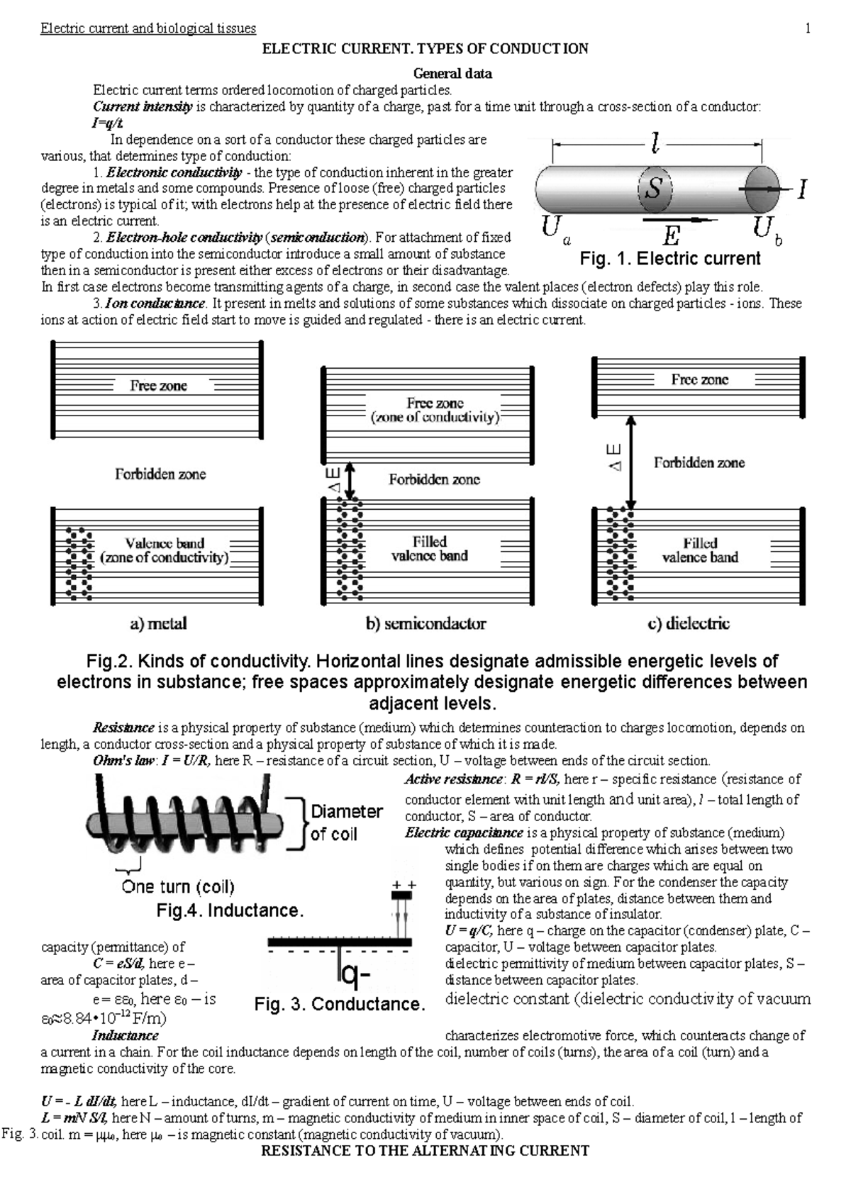 Electric appearances st - ELECTRIC CURRENT. TYPES OF CONDUCTION General ...