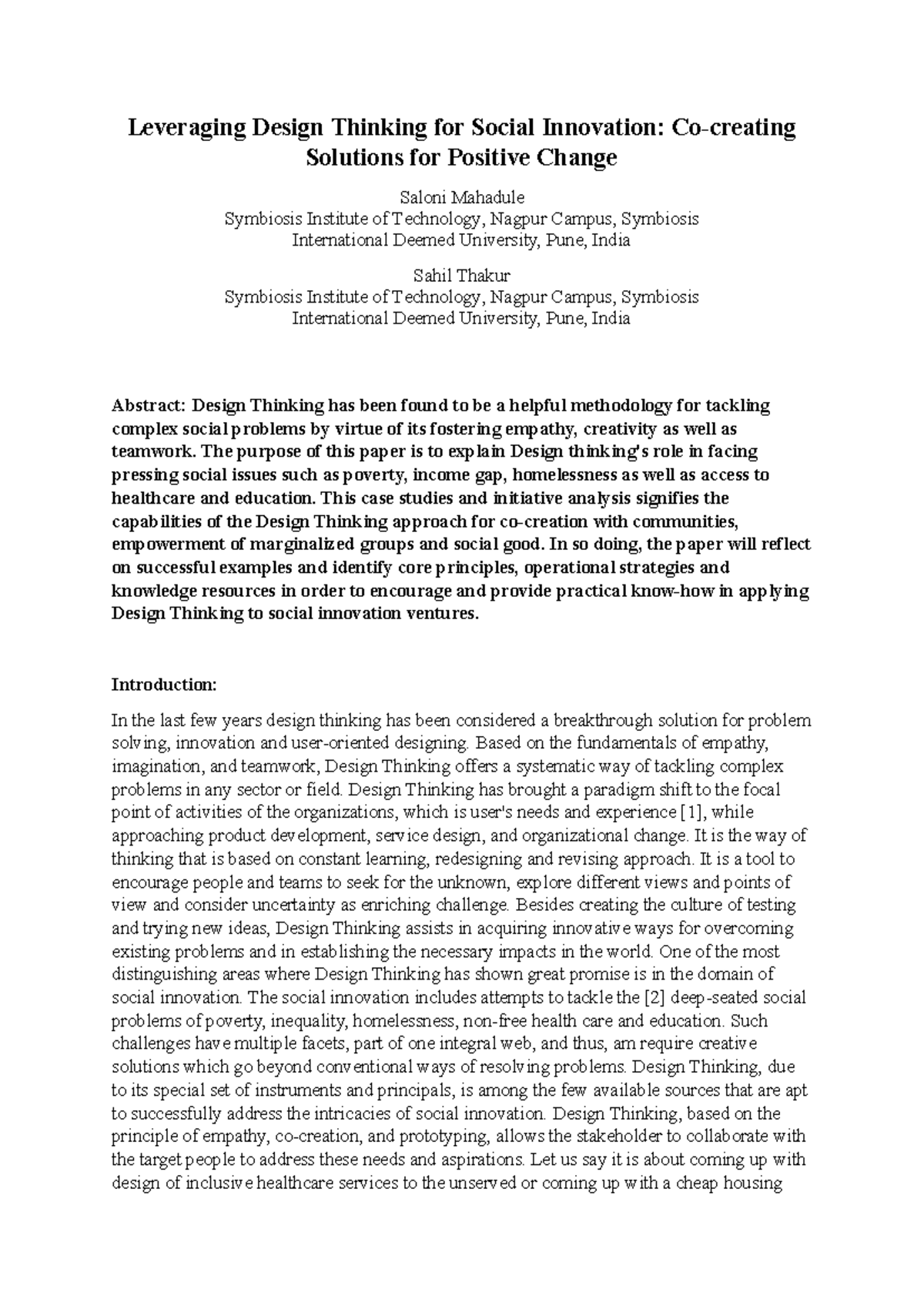 Leveraging Design Thinking for Social Innovation - The purpose of this ...