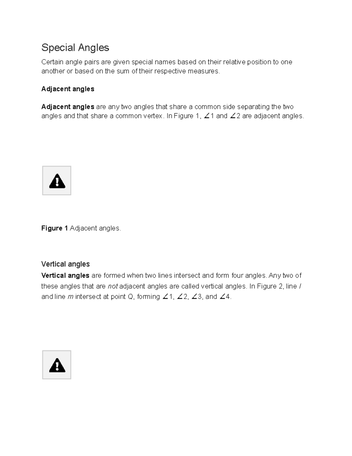 Special Angles - Lecture notes 5 - Special Angles Certain angle pairs ...