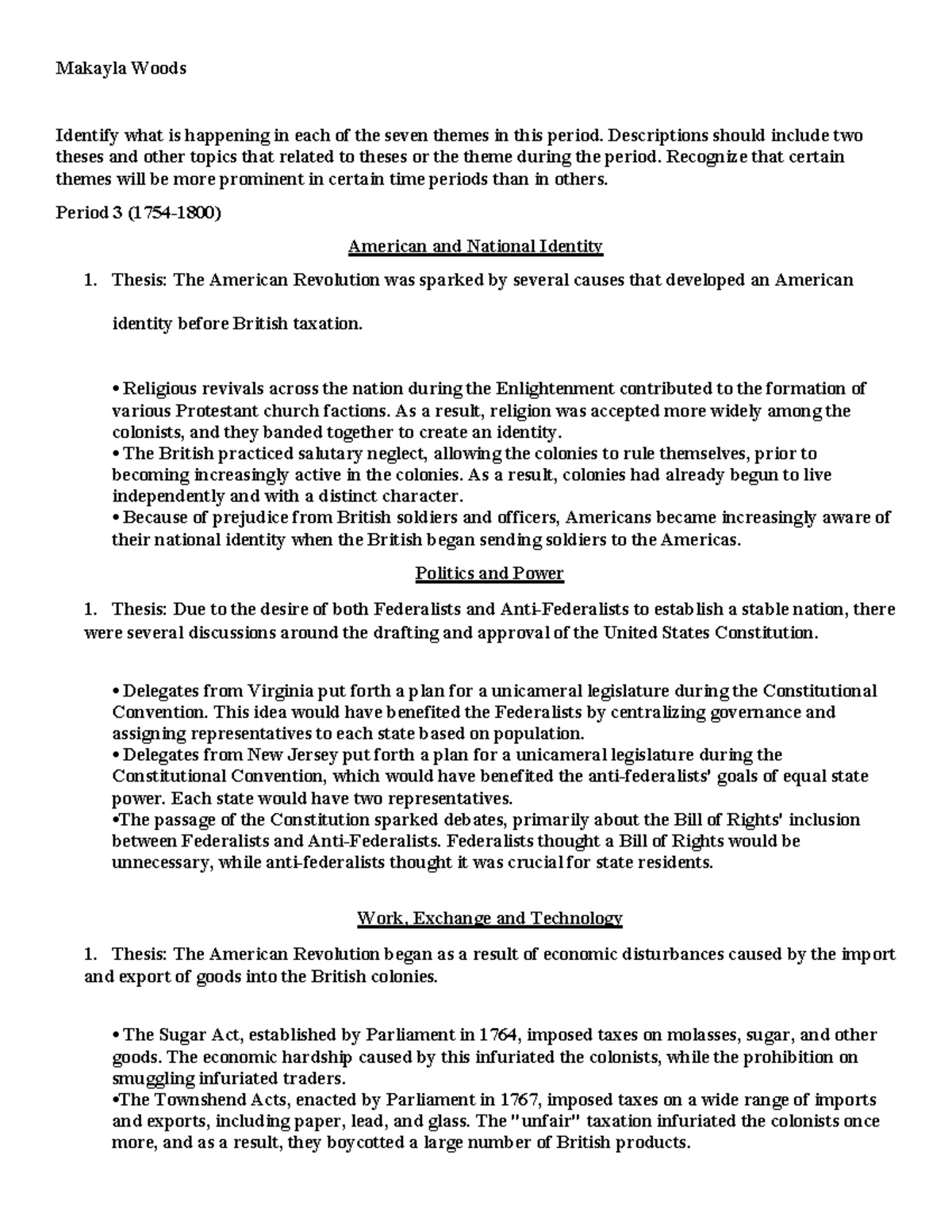 Apush Themes Template Period 3 - Makayla Woods Identify what is ...