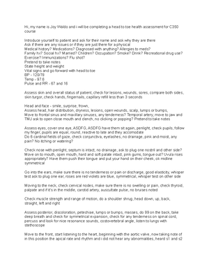 D222 Comprehensive Health Assessment Template - D222: Comprehensive ...