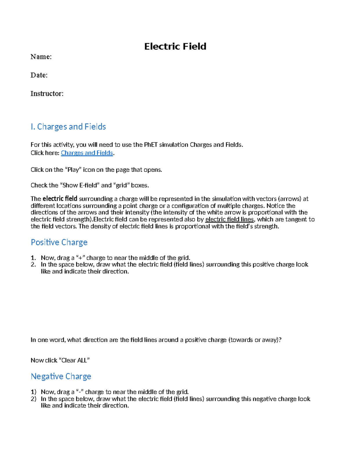 Lab 2 electric field document that has info that can help you pass you ...