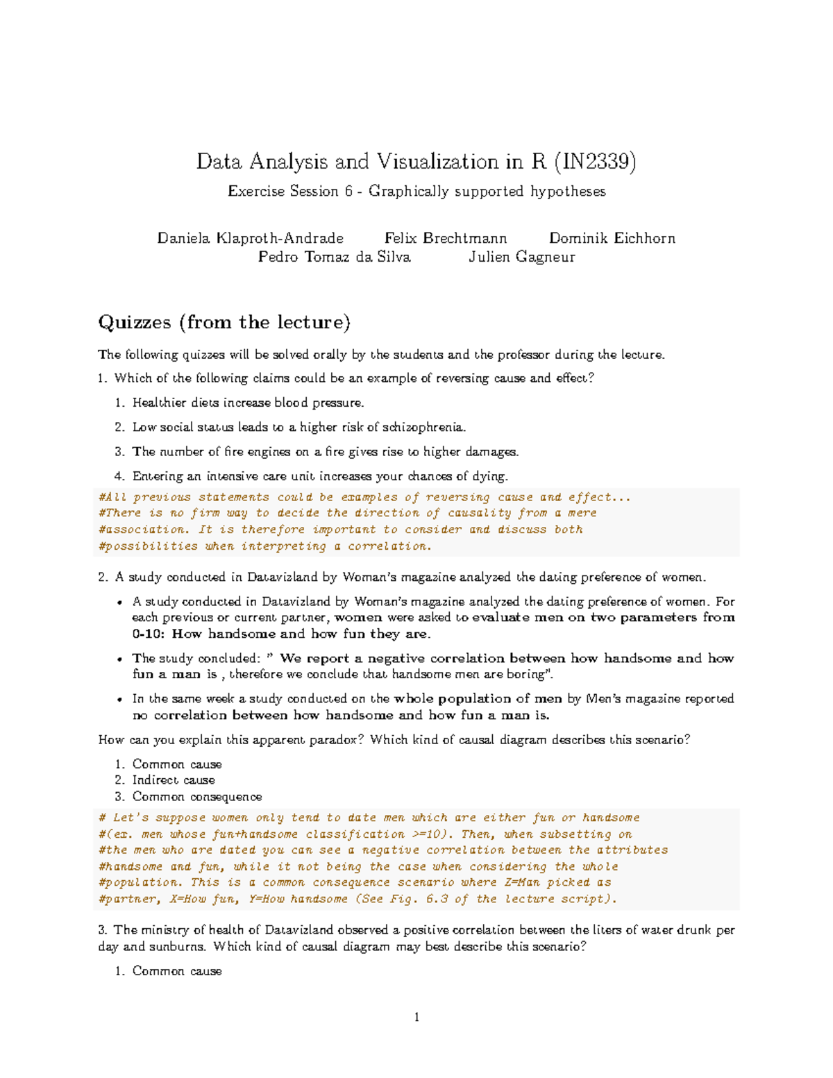 Exercise 06 solutions - Übung - Data Analysis and Visualization in R (IN2339) Exercise Session 6 ...