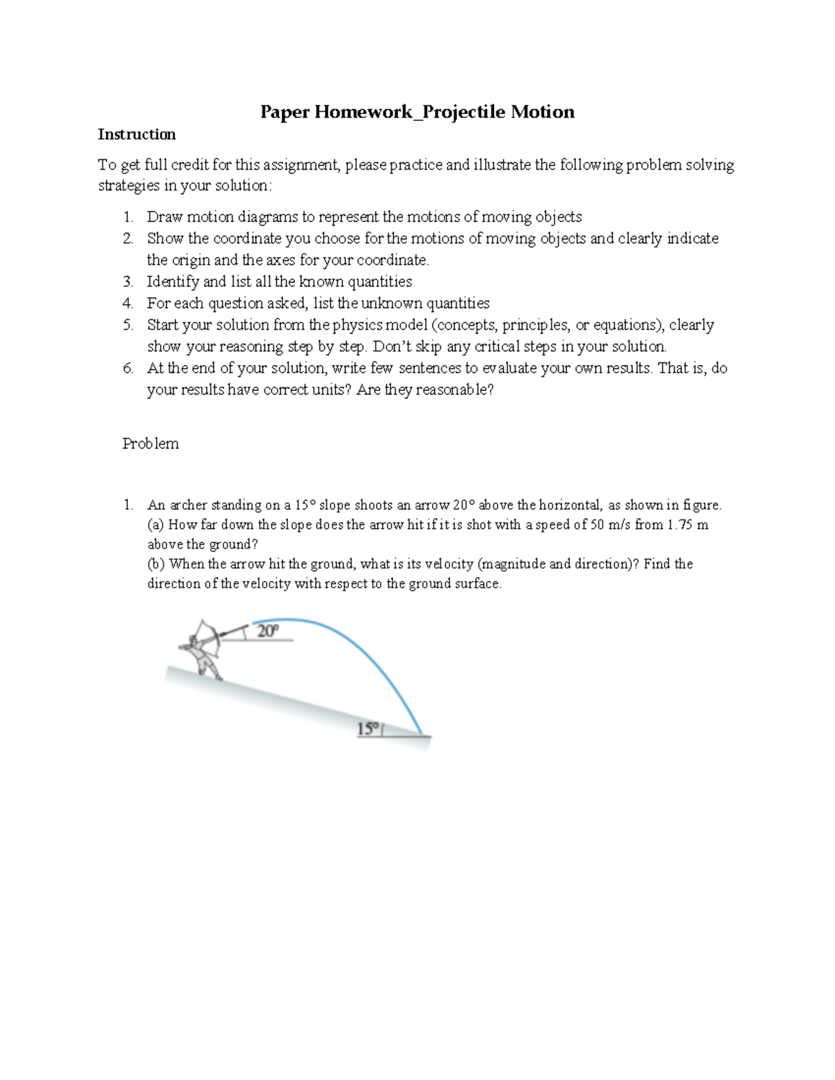Paper Homework Projectile Motion 2-1 - Paper Homework_Projectile Motion ...