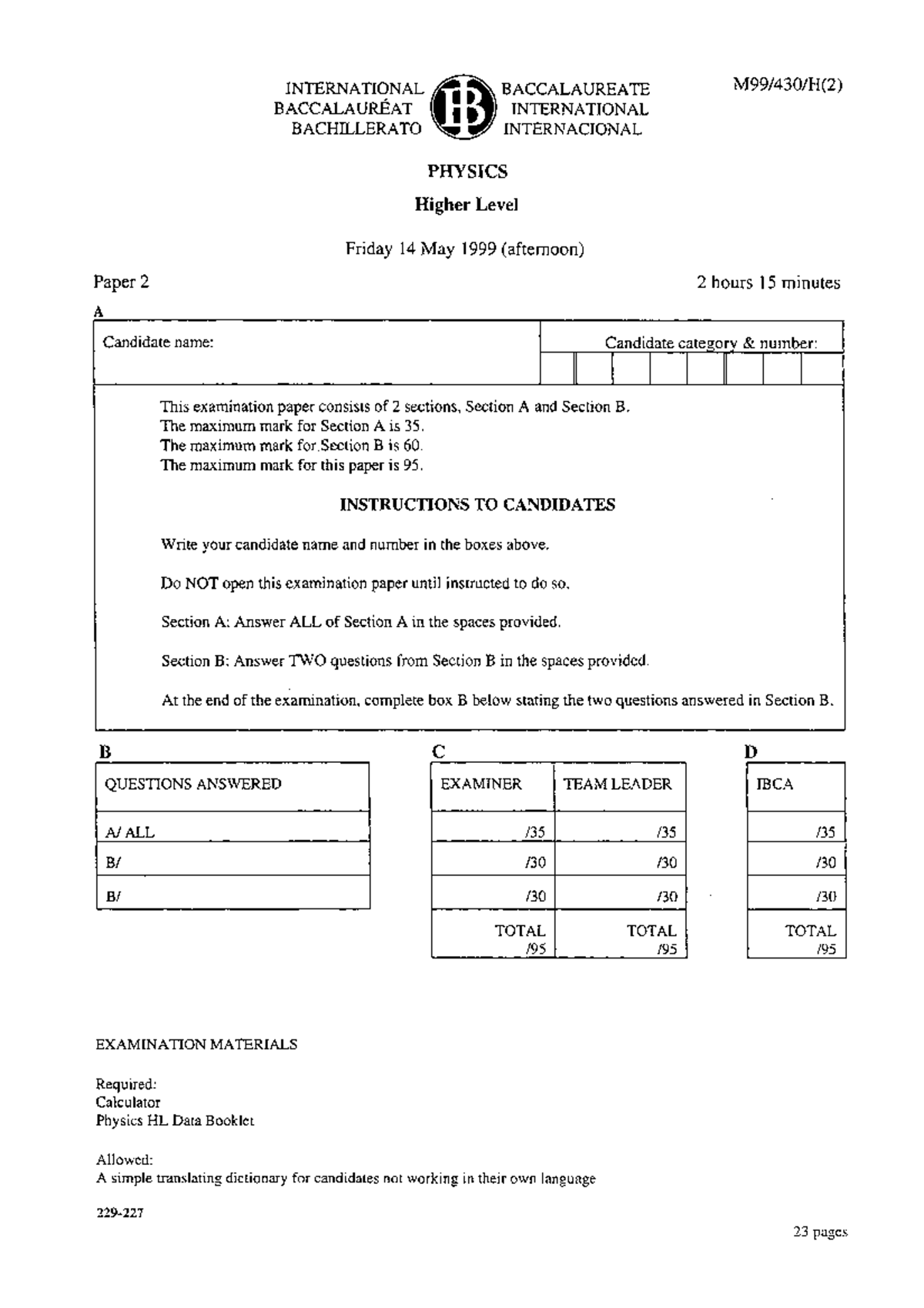 Physics paper 2 HL - Fisica - Gestión Económica y Financiera de la ...