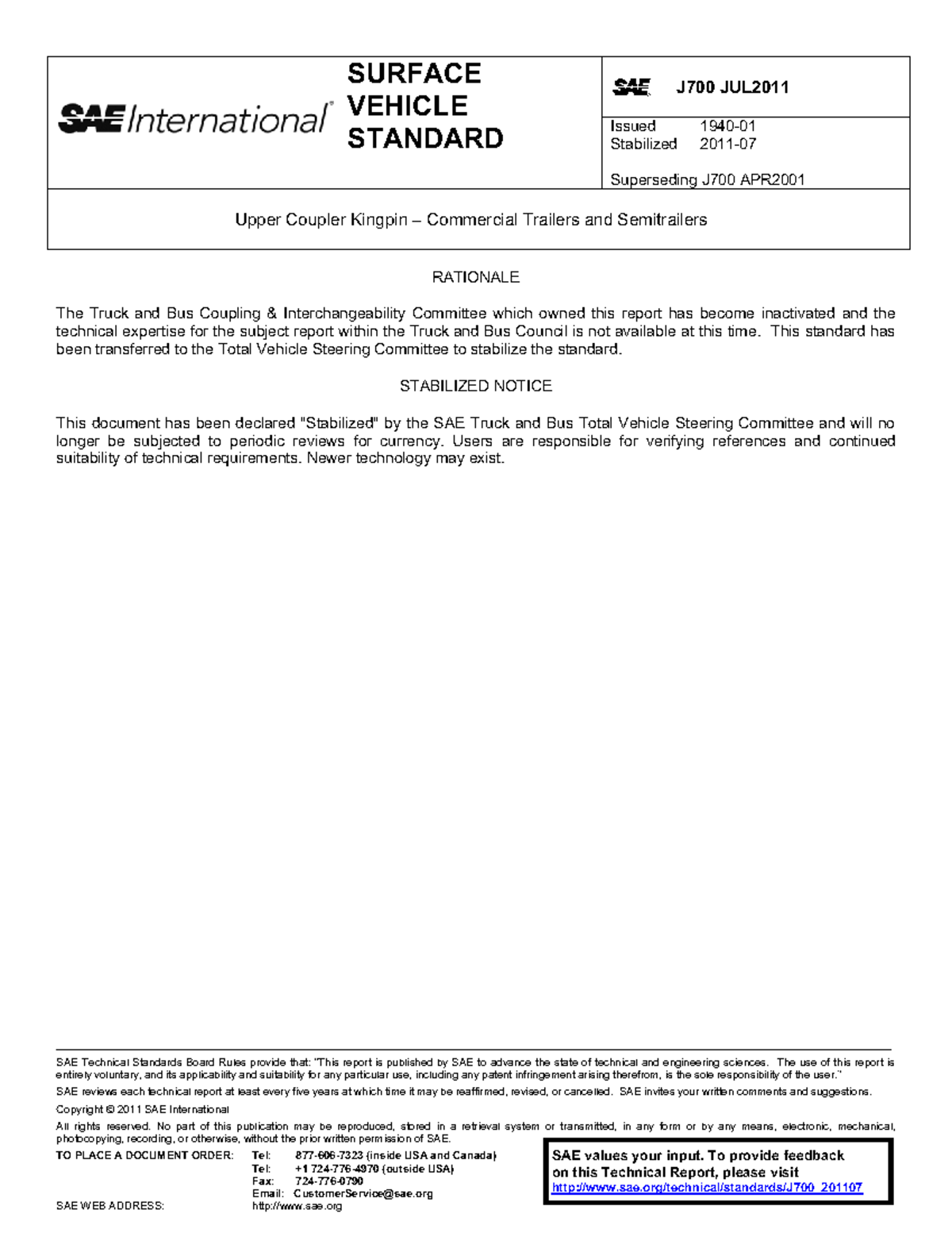 SAE-J700-JUL 2011 ( Kingpin) - - Studocu