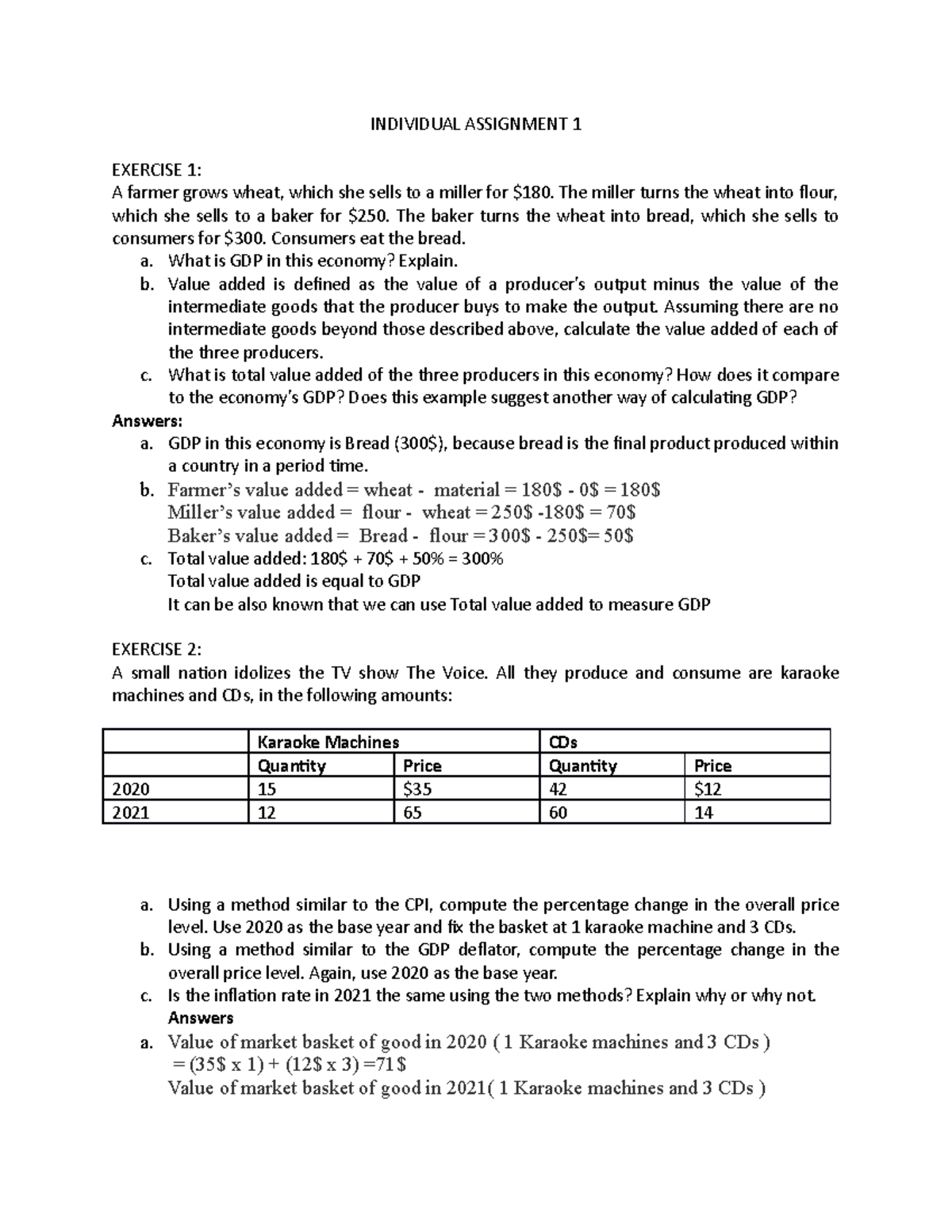 Individual Assignment 1 - INDIVIDUAL ASSIGNMENT 1 EXERCISE 1: A farmer grows wheat, which she ...