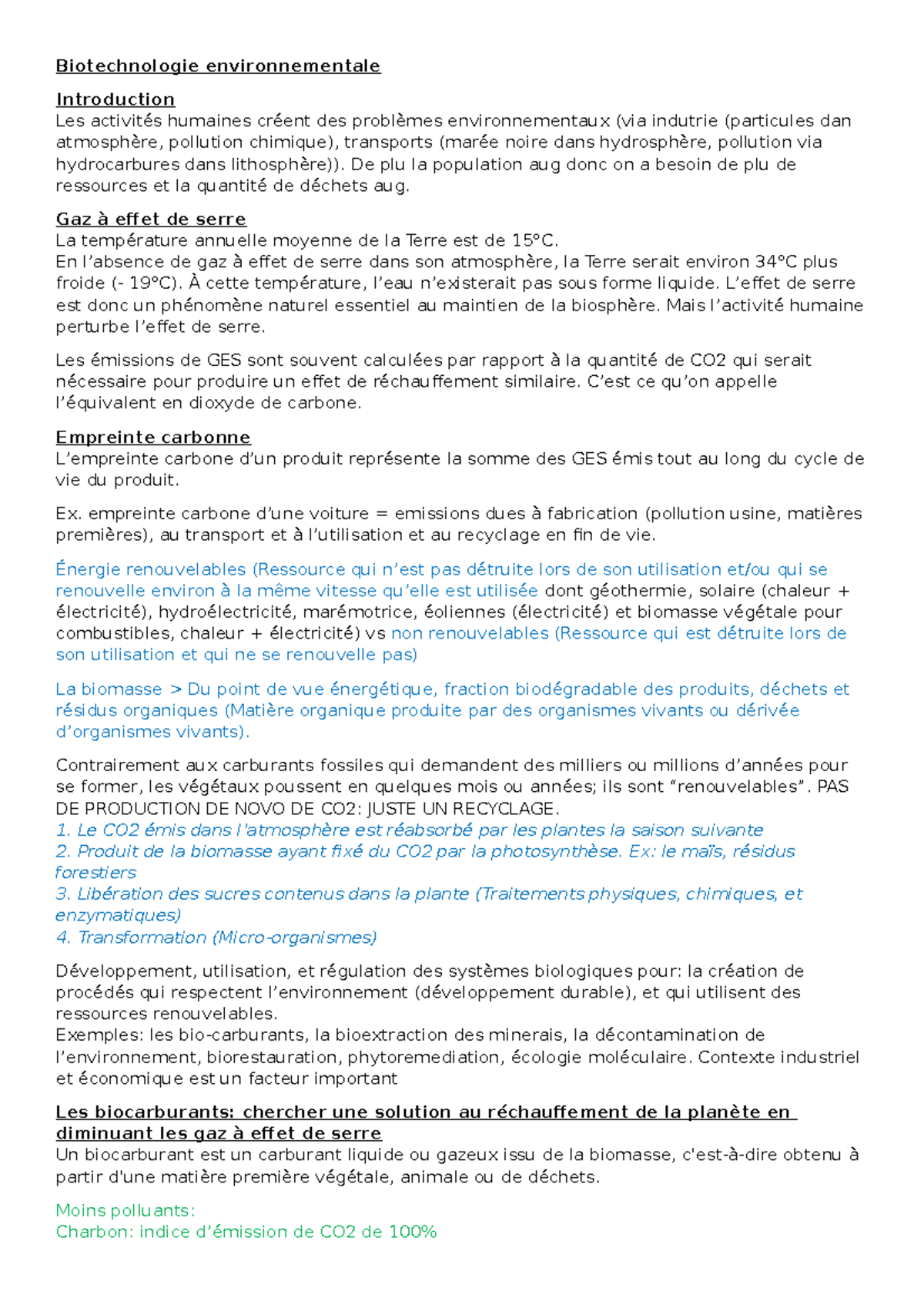 BCM601 20220329 enviro - Biotechnologie environnementale Introduction Les activités humaines ...