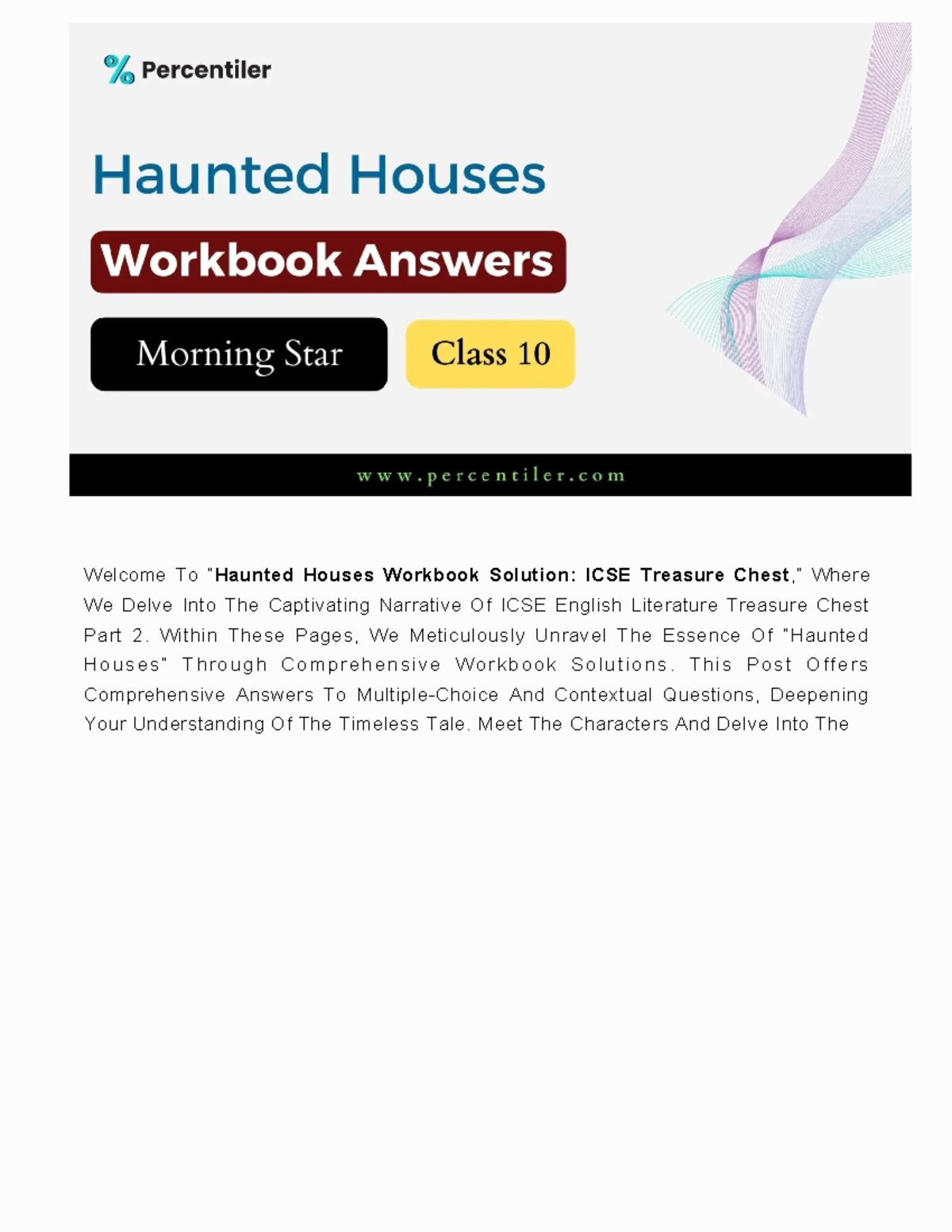 New Haunted Houses Workbook Solution ICSE Treasure Chest – Percentiler ...