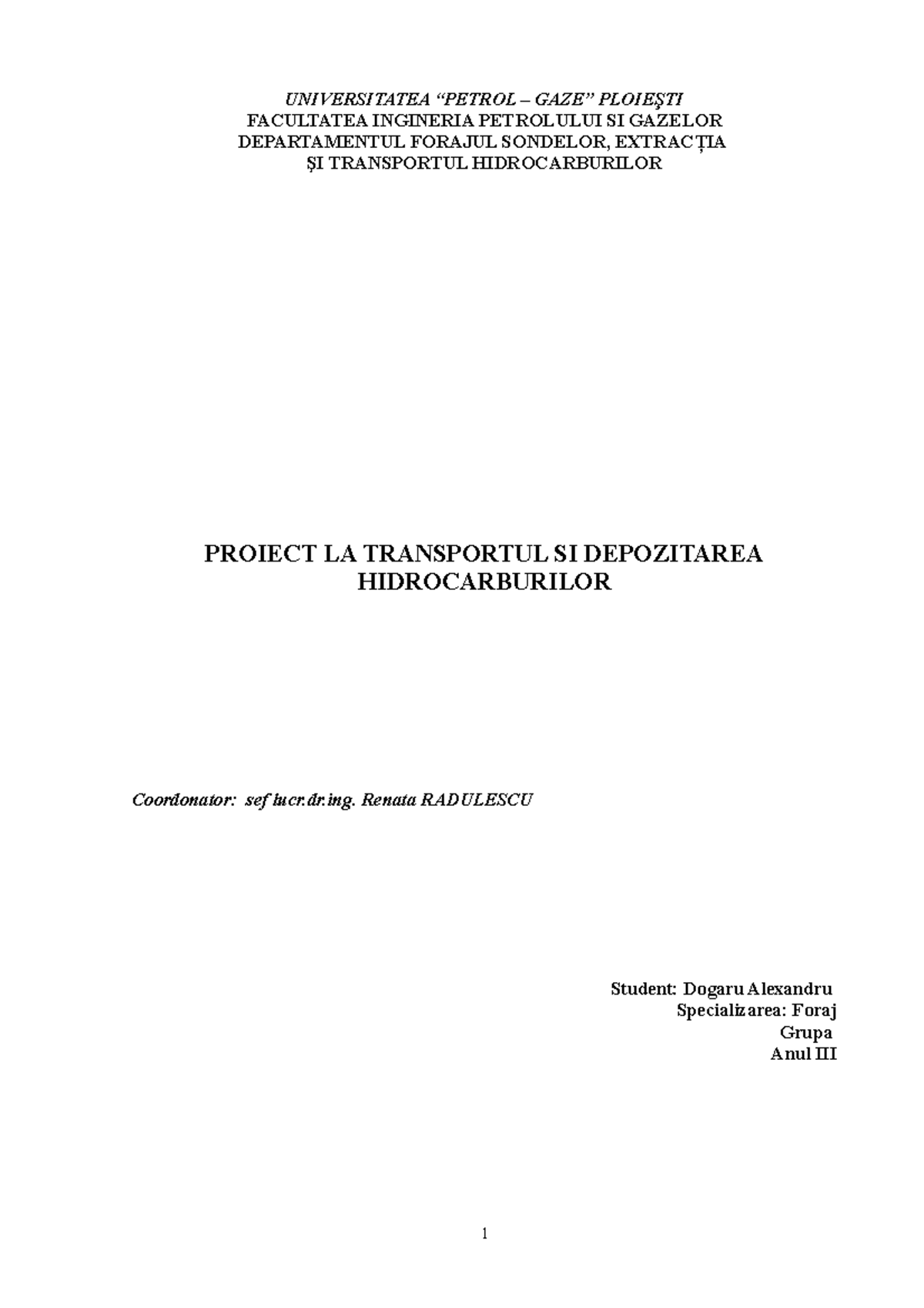Proiect Transport N11 - UNIVERSITATEA “PETROL – GAZE” PLOIEŞTI ...