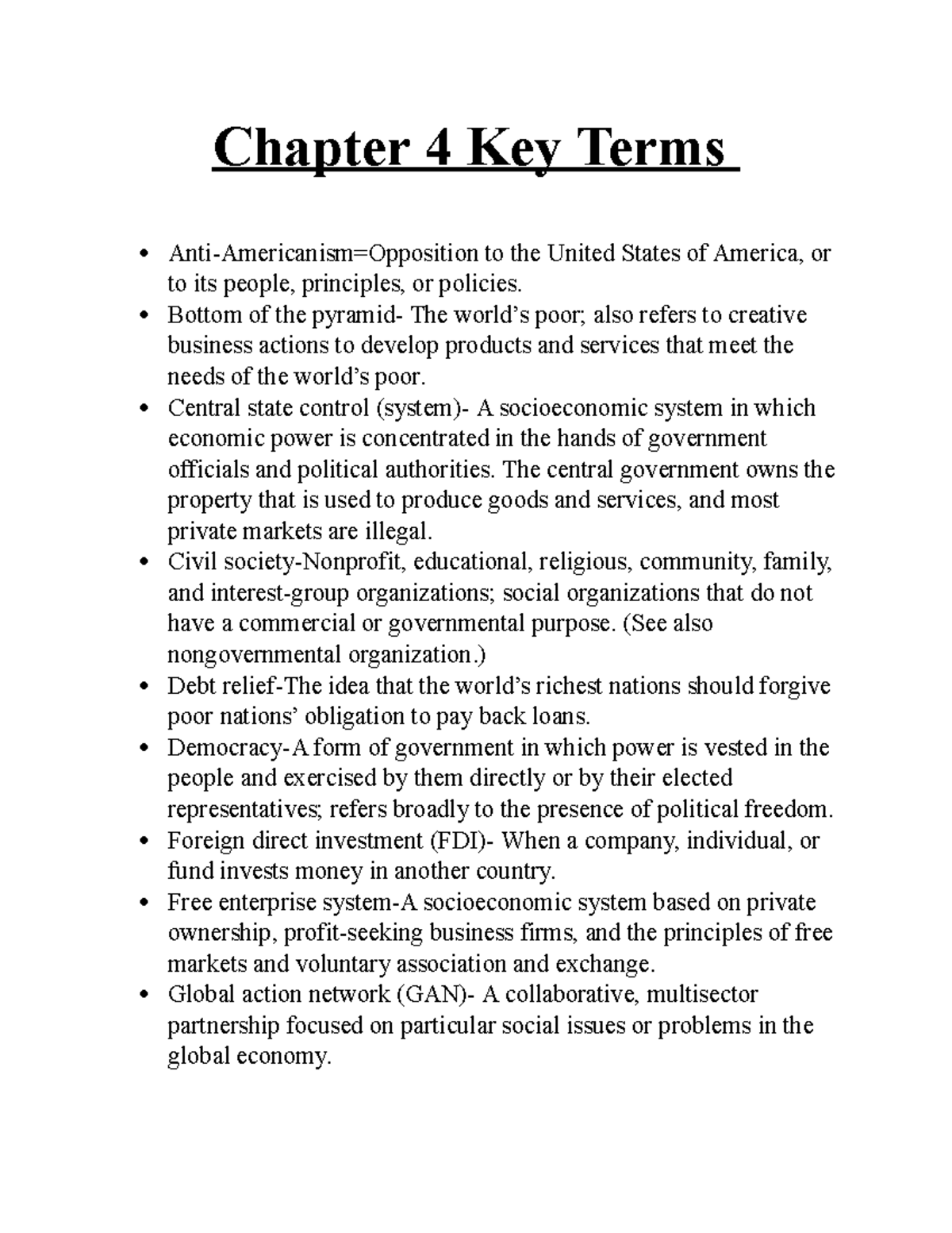 Chapter 4 -Business and Society - Chapter 4 Key Terms Anti-Americanism ...