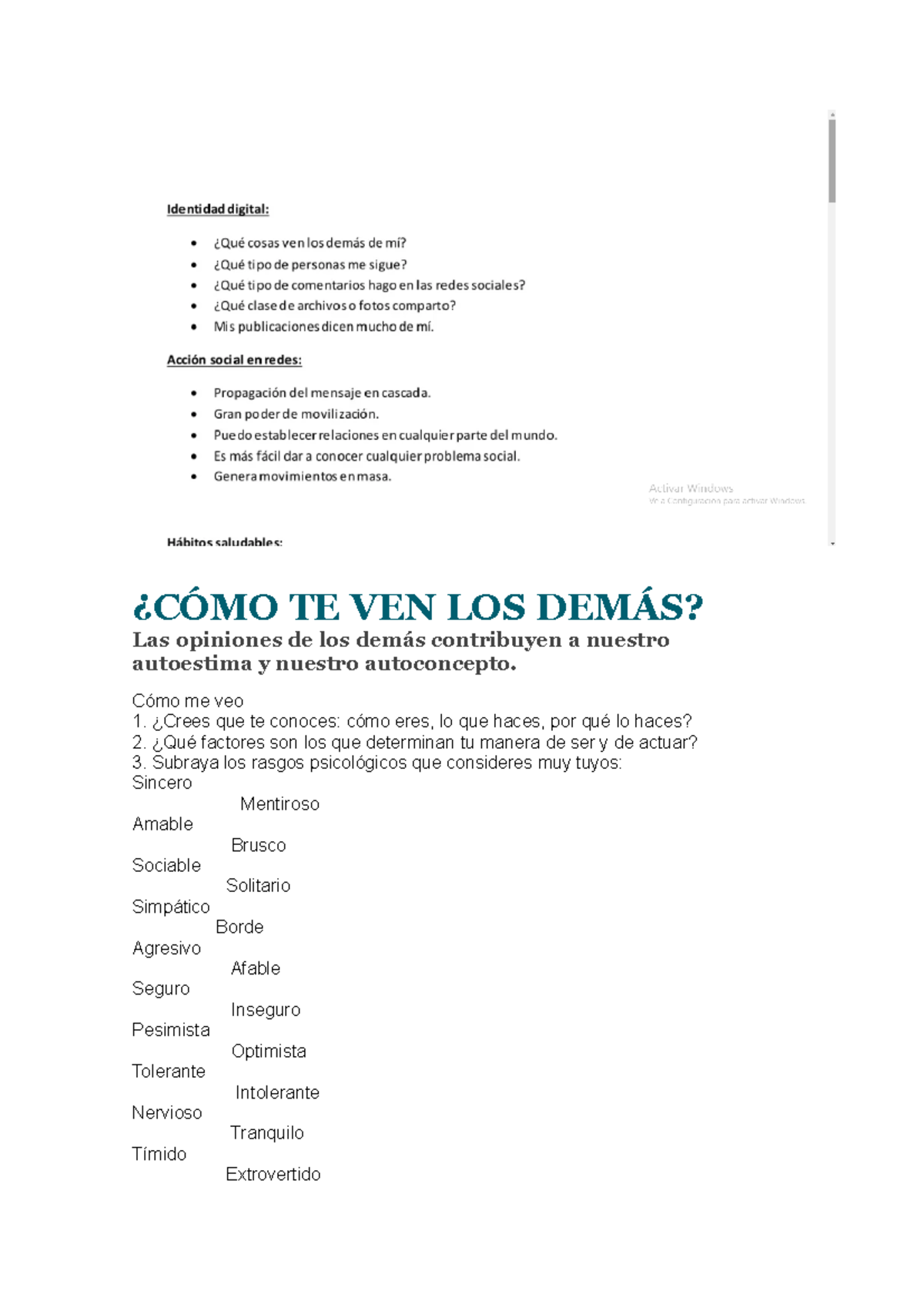 COMO ME VEN LOS Demas - Item de observacion del desarrollo - ¿CÓMO TE ...