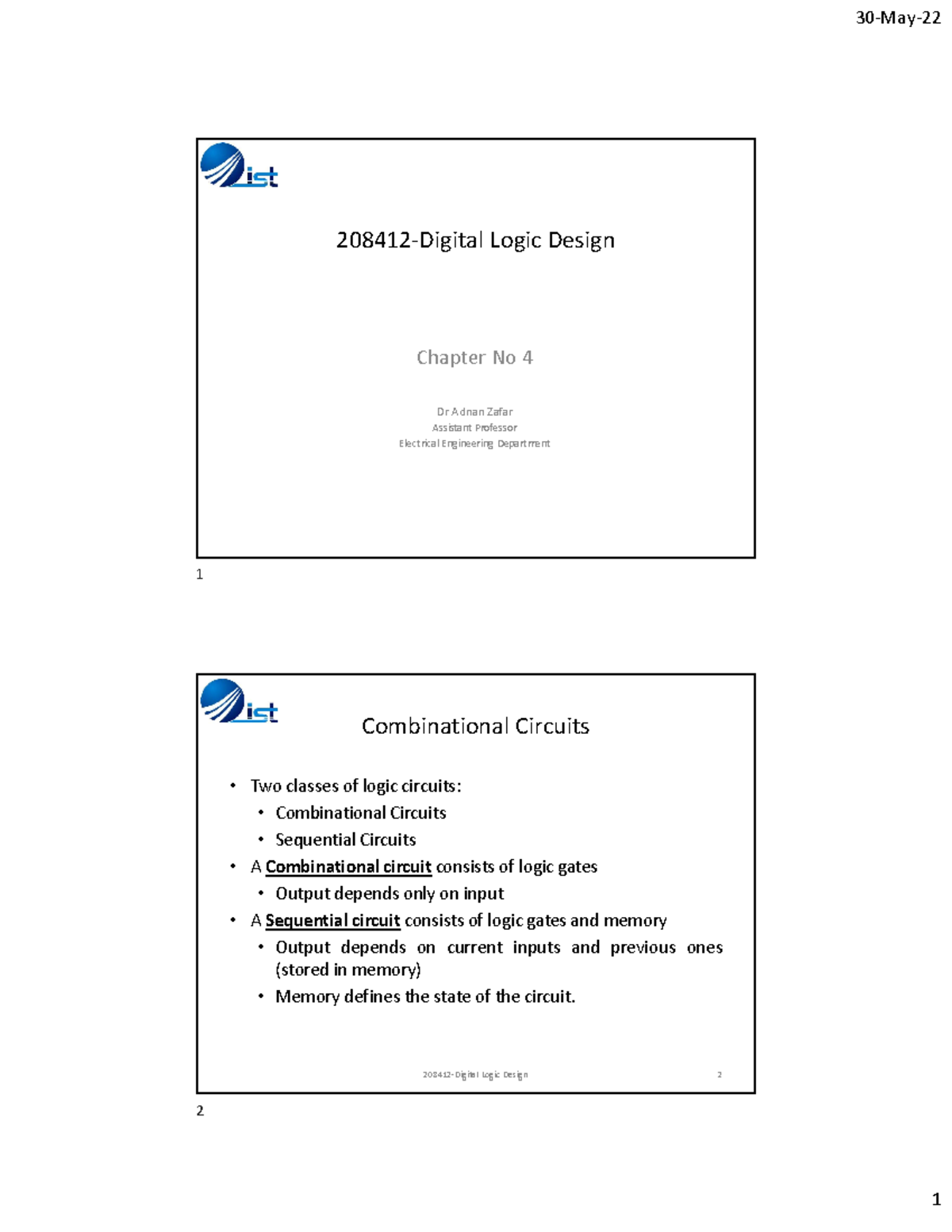 Chapter No 4 - Chap 4 DLD - 208412-Digital Logic Design Chapter No 4 Dr ...