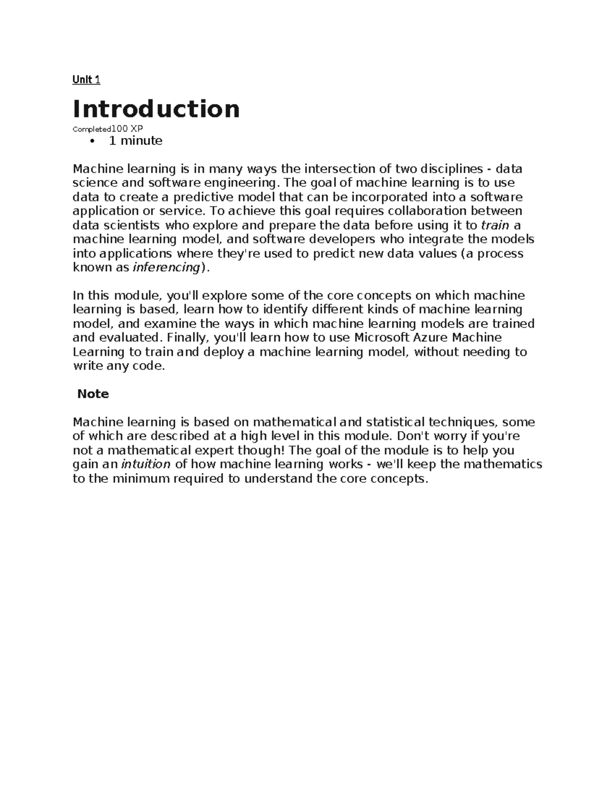 2.Fundamentals of machine learning - Unit 1 Introduction Completed100 ...