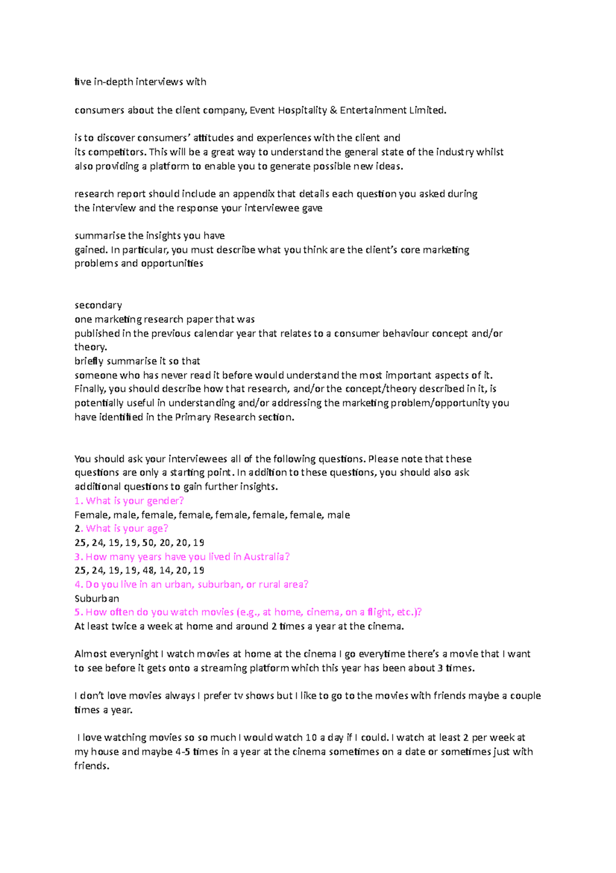 Consumer behaviour - individual assignment interviews and theory - five ...