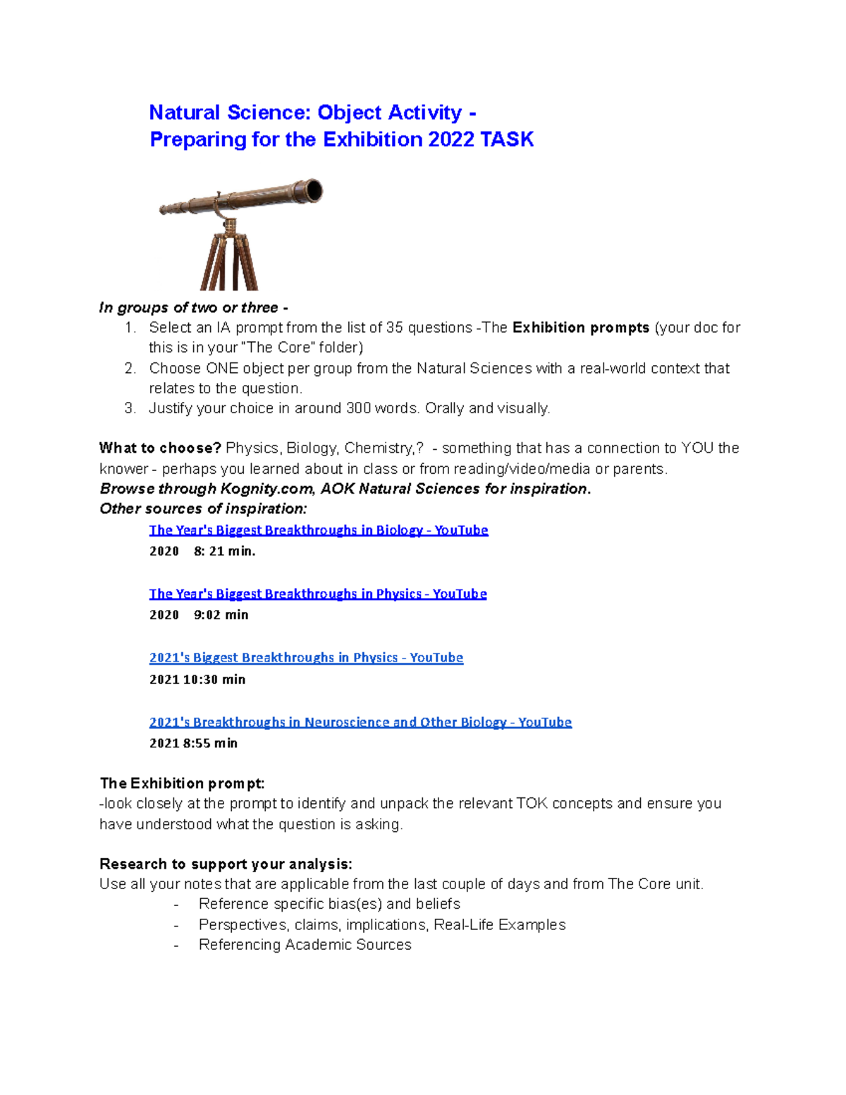 Natural Science Object Activity - Preparing for the Exhibition 2022 ...