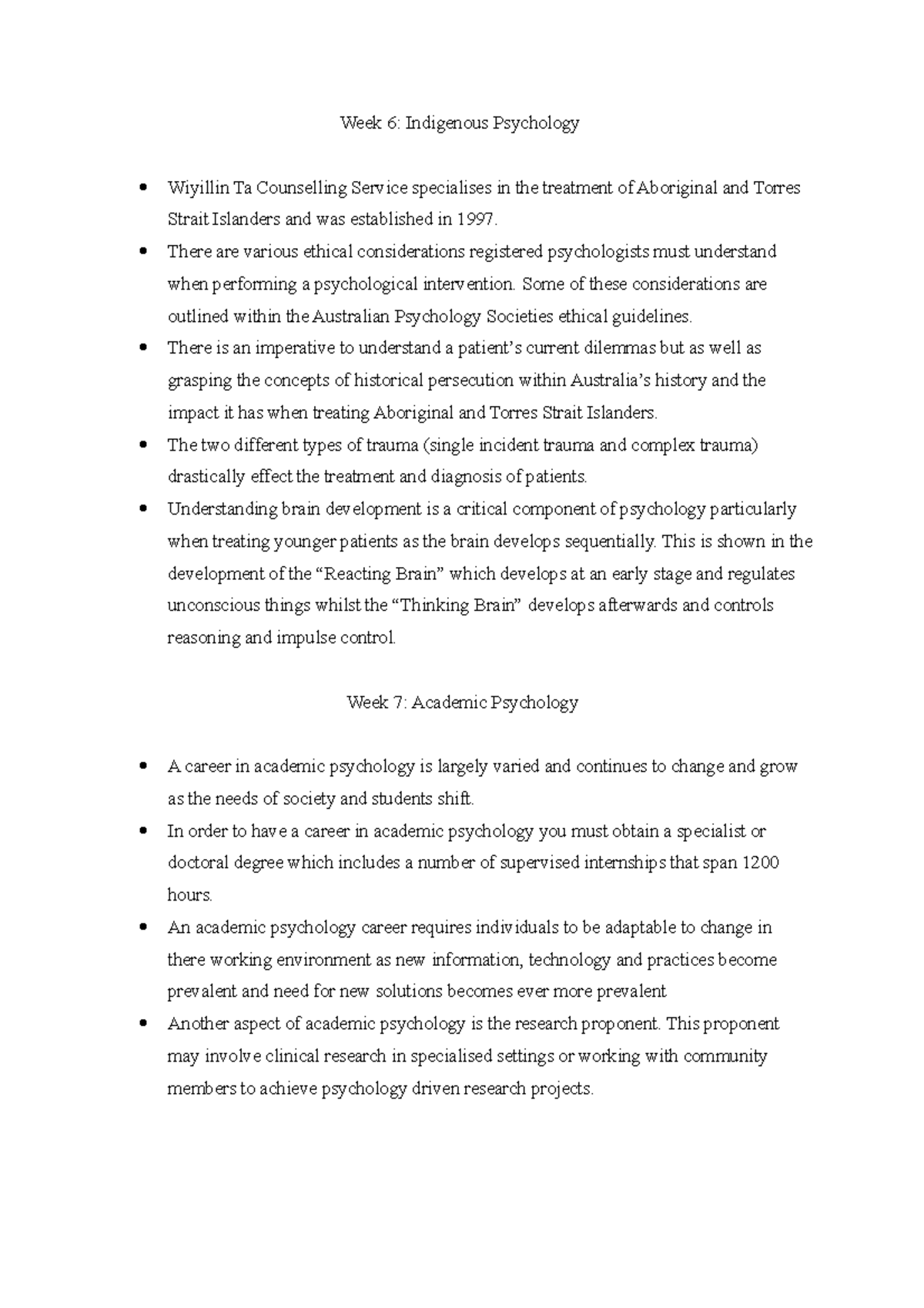 Learning Reflection Journal 2 - Week 6: Indigenous Psychology Wiyillin ...