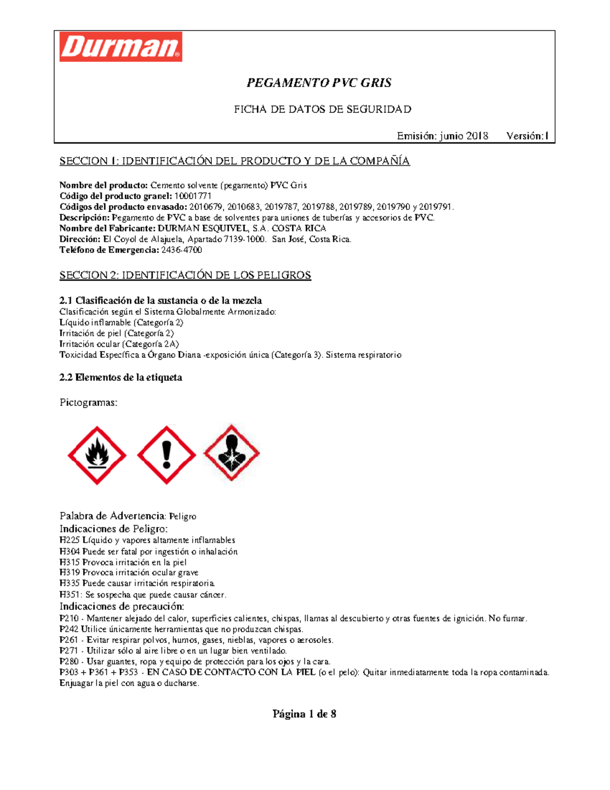07312 - Hoja de seguridad - FICHA DE DATOS DE SEGURIDAD Emisión: junio ...