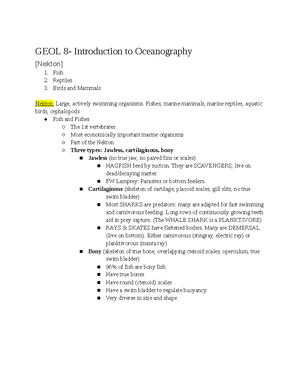 2020-Intro to Oceanography-Intro to Earth Formation lecture notes week1 ...