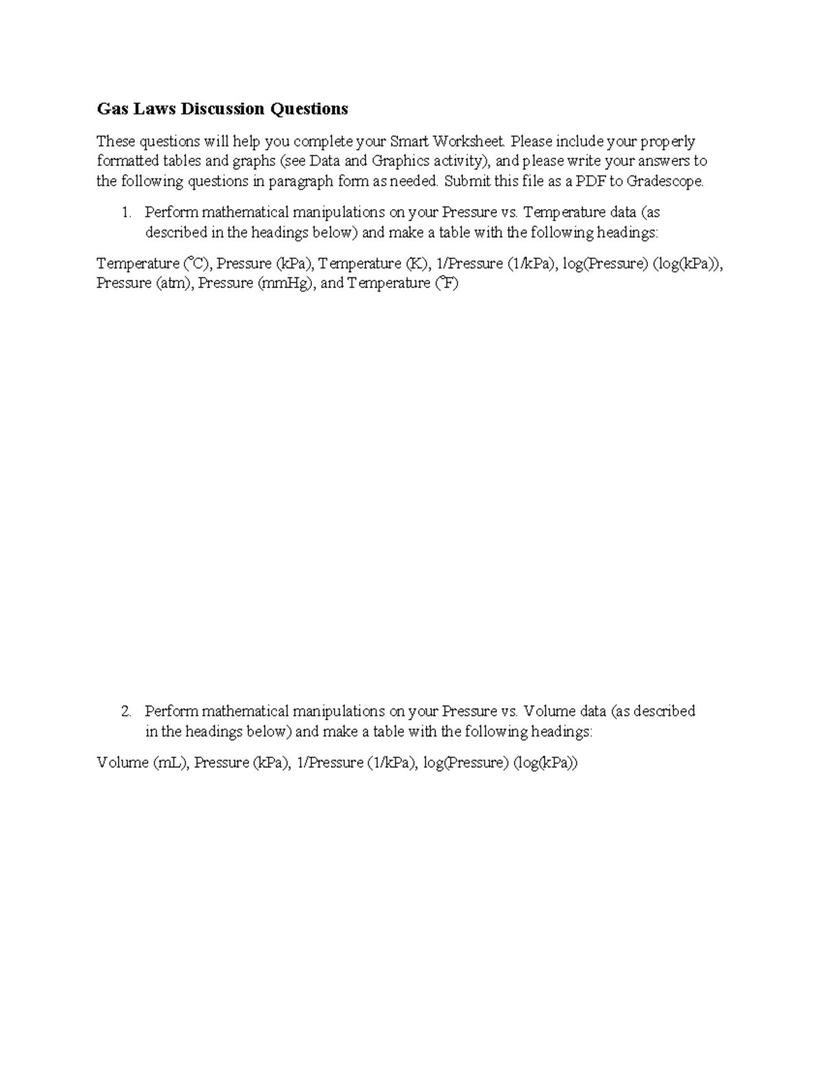 Gas Laws DQs - This is a document for the gas laws lab - Gas Laws ...