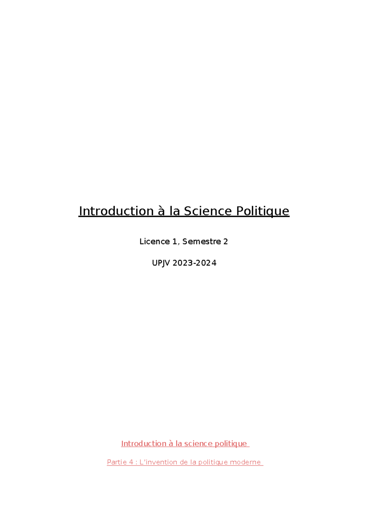 Cours - Introduction à la Science Politique Licence 1, Semestre 2 UPJV ...